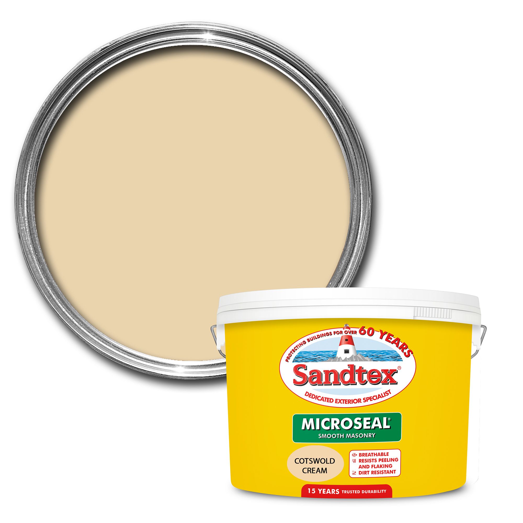 Sandtex Cotsworld cream Smooth Soft sheen Masonry paint, 10L | DIY at B&Q
