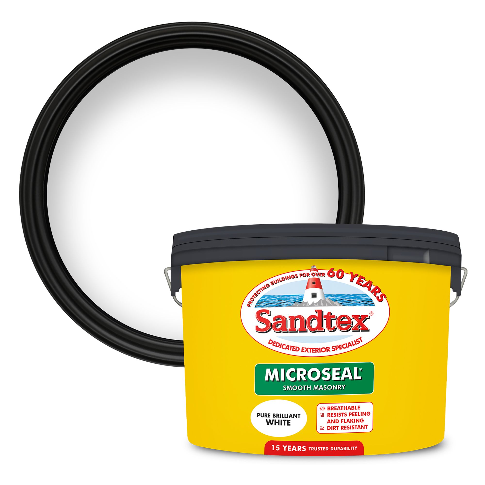 Sandtex Microseal Pure brilliant white Ultra smooth Masonry paint, 10L