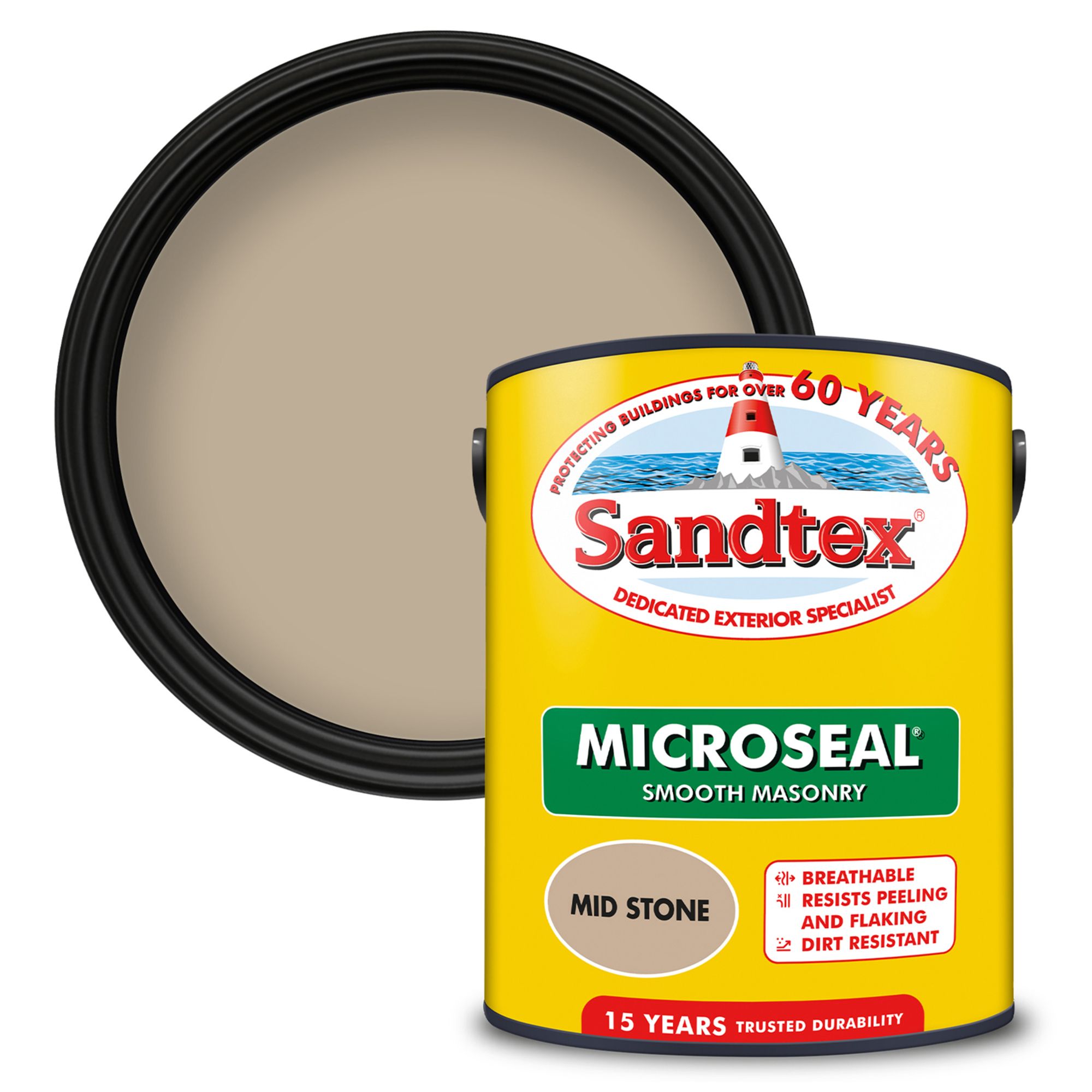 Sandtex Mid stone Ultra smooth Masonry paint, 5L