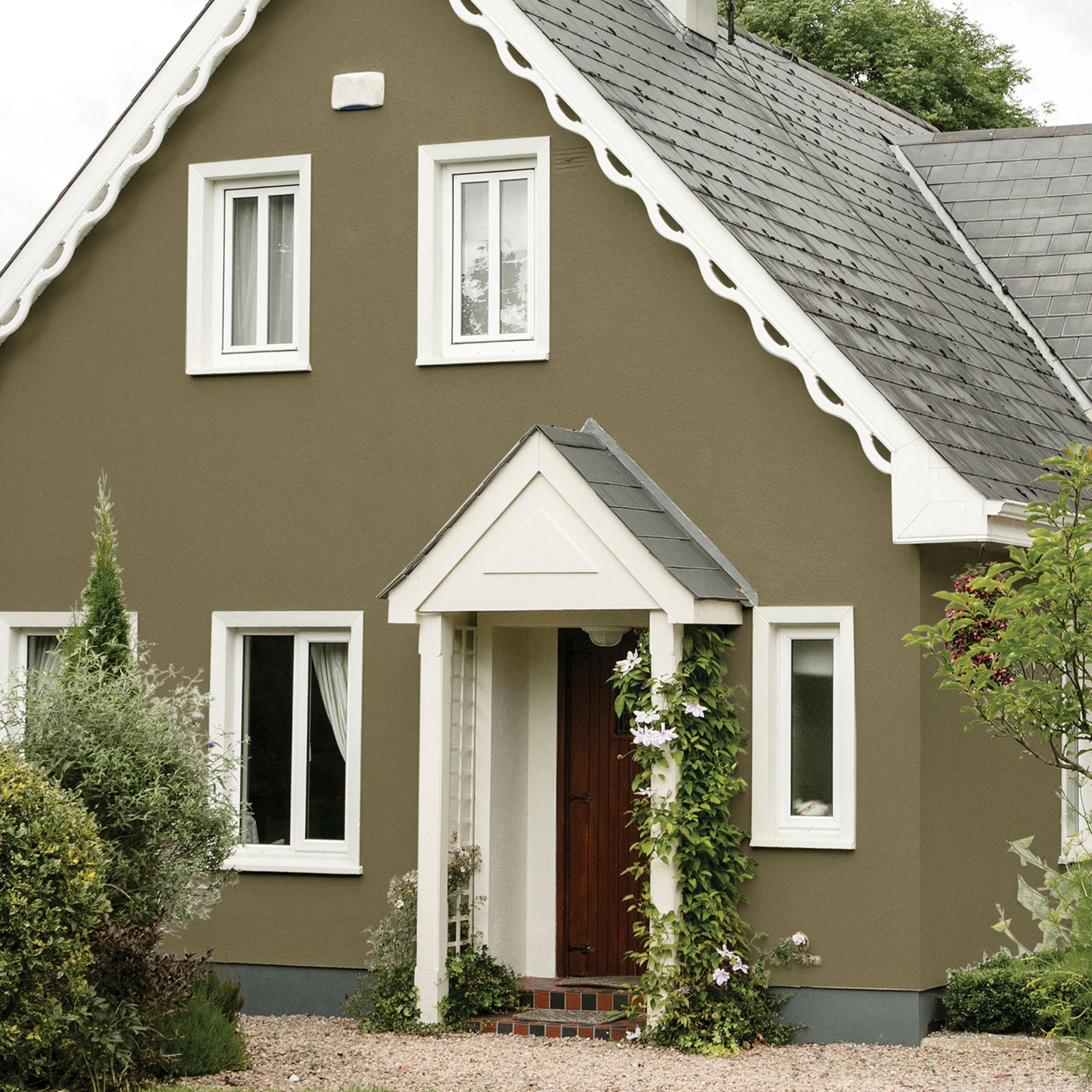 Sandtex Olive Ultra smooth Matt Masonry paint, 5L Tub