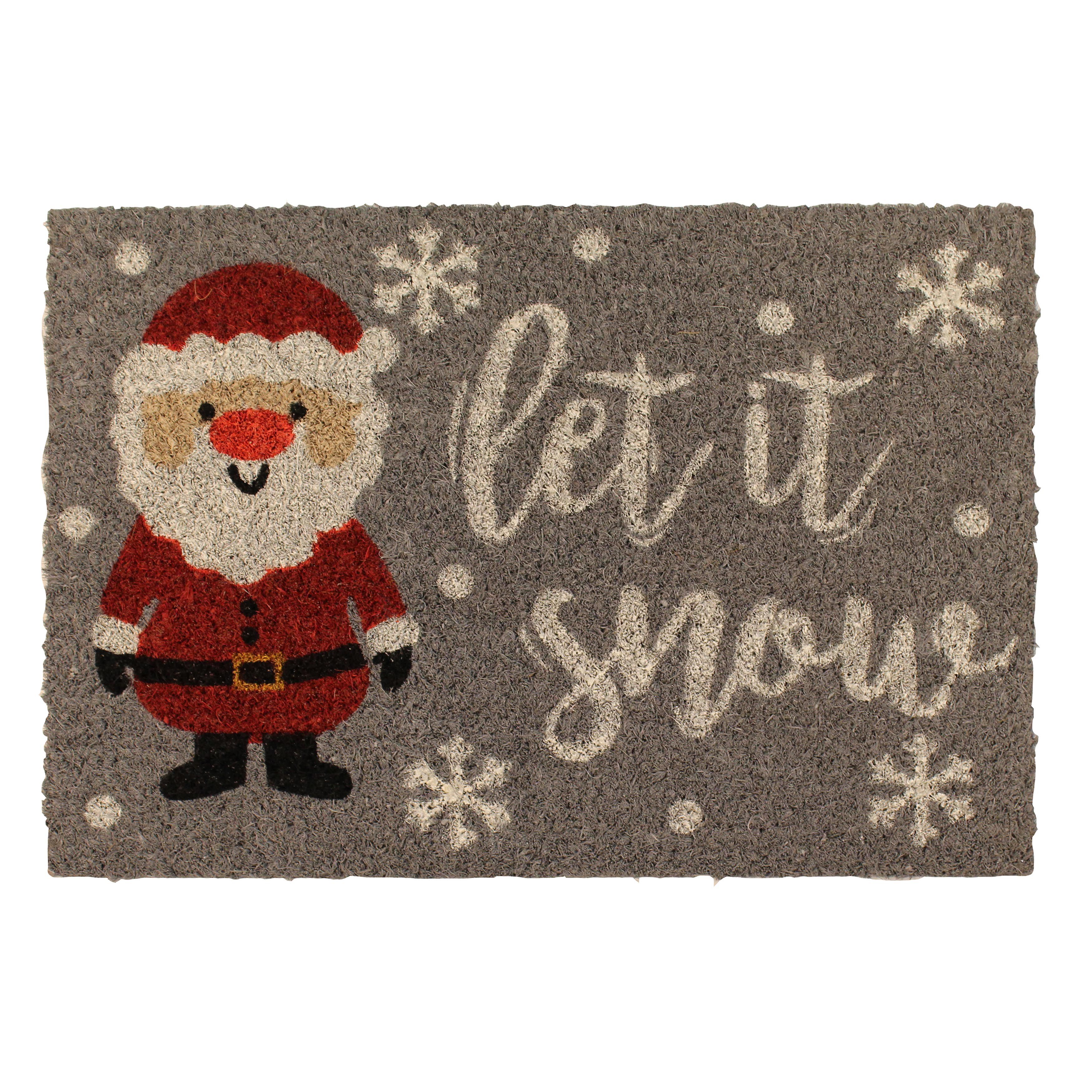 Santa Claus Multicolour Let It Snow Door mat, 57cm x 40cm | DIY at B&Q