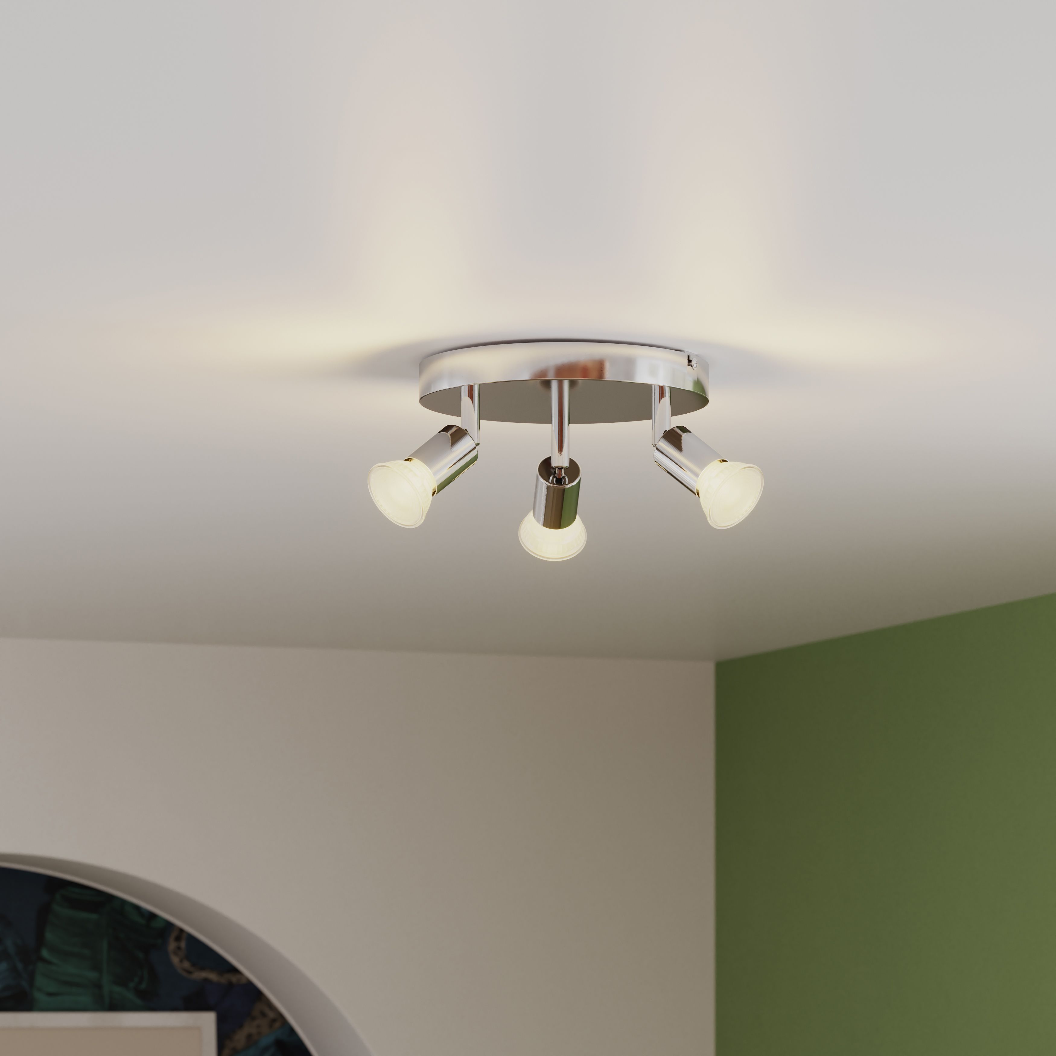 Sasha Plate Gloss Chrome effect 3 Light Spotlight