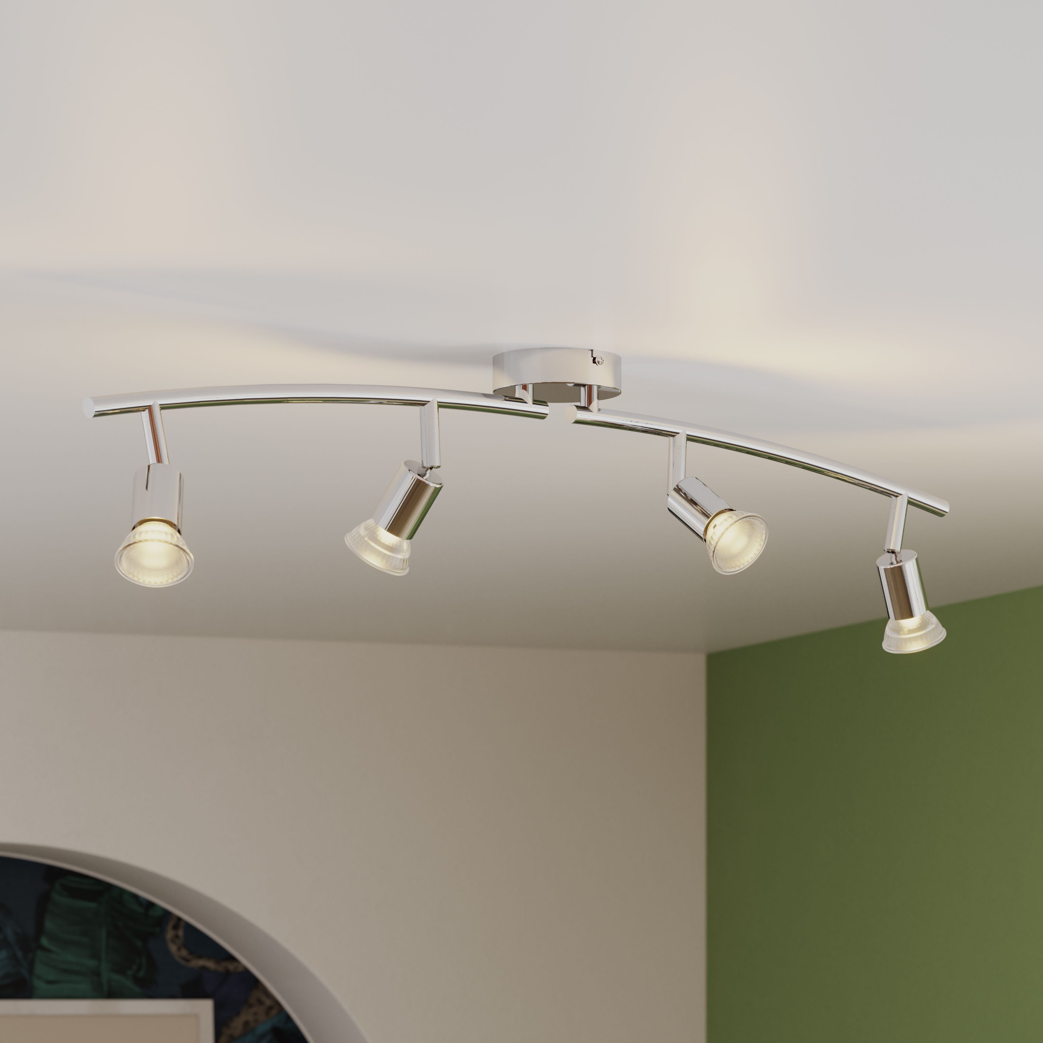 Sasha Tube Gloss Chrome effect 4 Light Spotlight