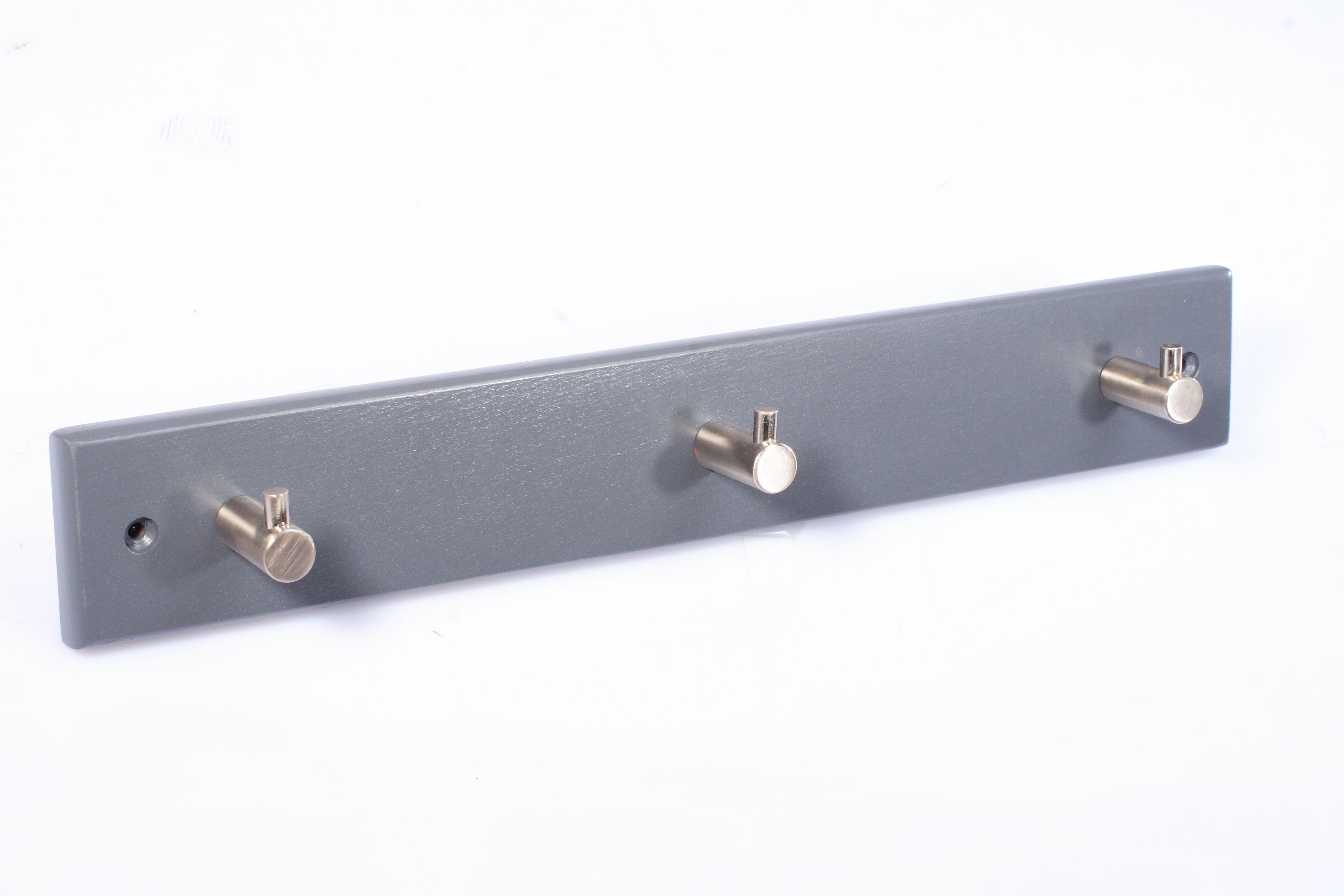 Satin Grey Nickel effect Beech 3 Hook rail, (L)405mm (H)12mm | DIY at B&Q