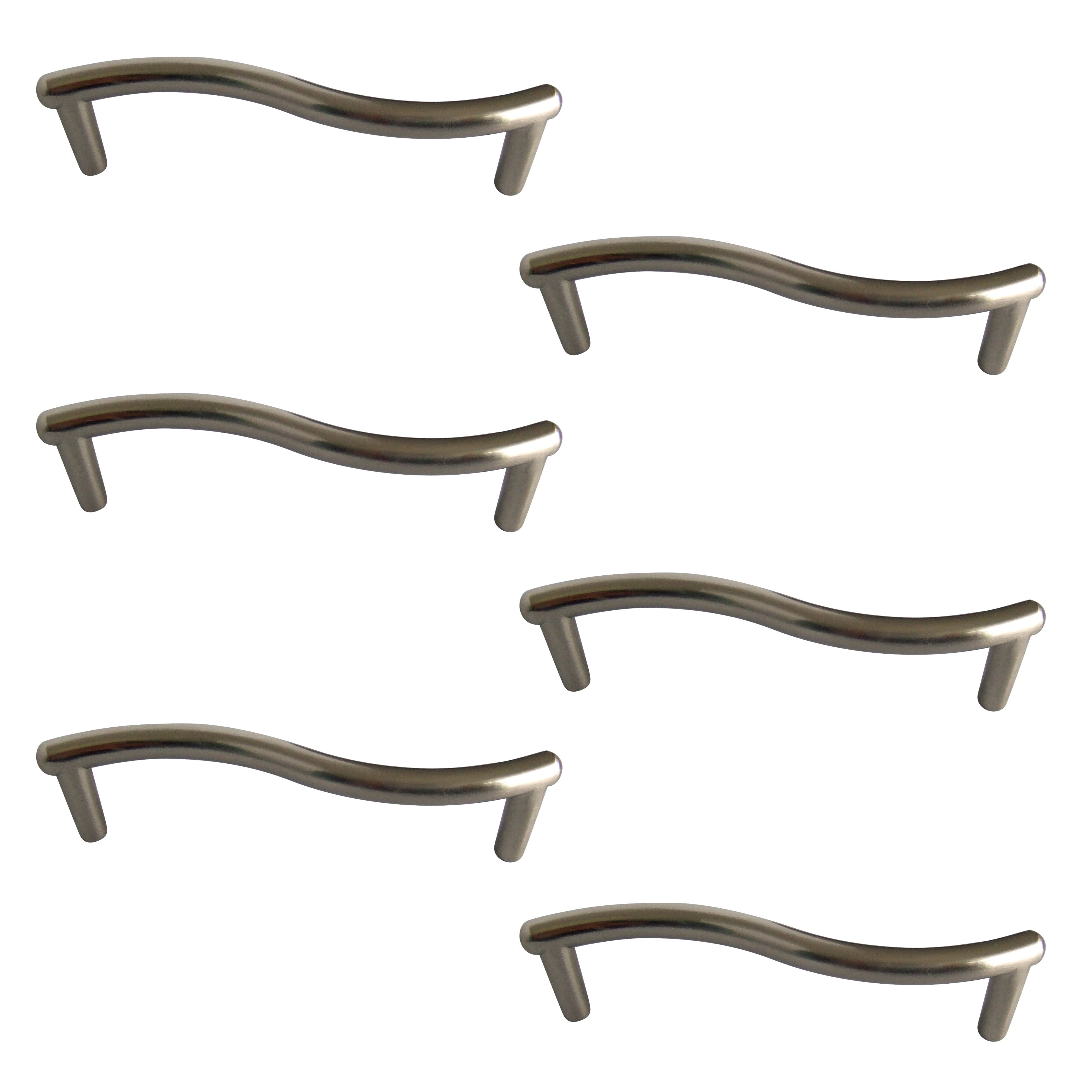 Satin Nickel effect Kitchen Furniture Wave Handle (L)12.8cm (D)53mm ...