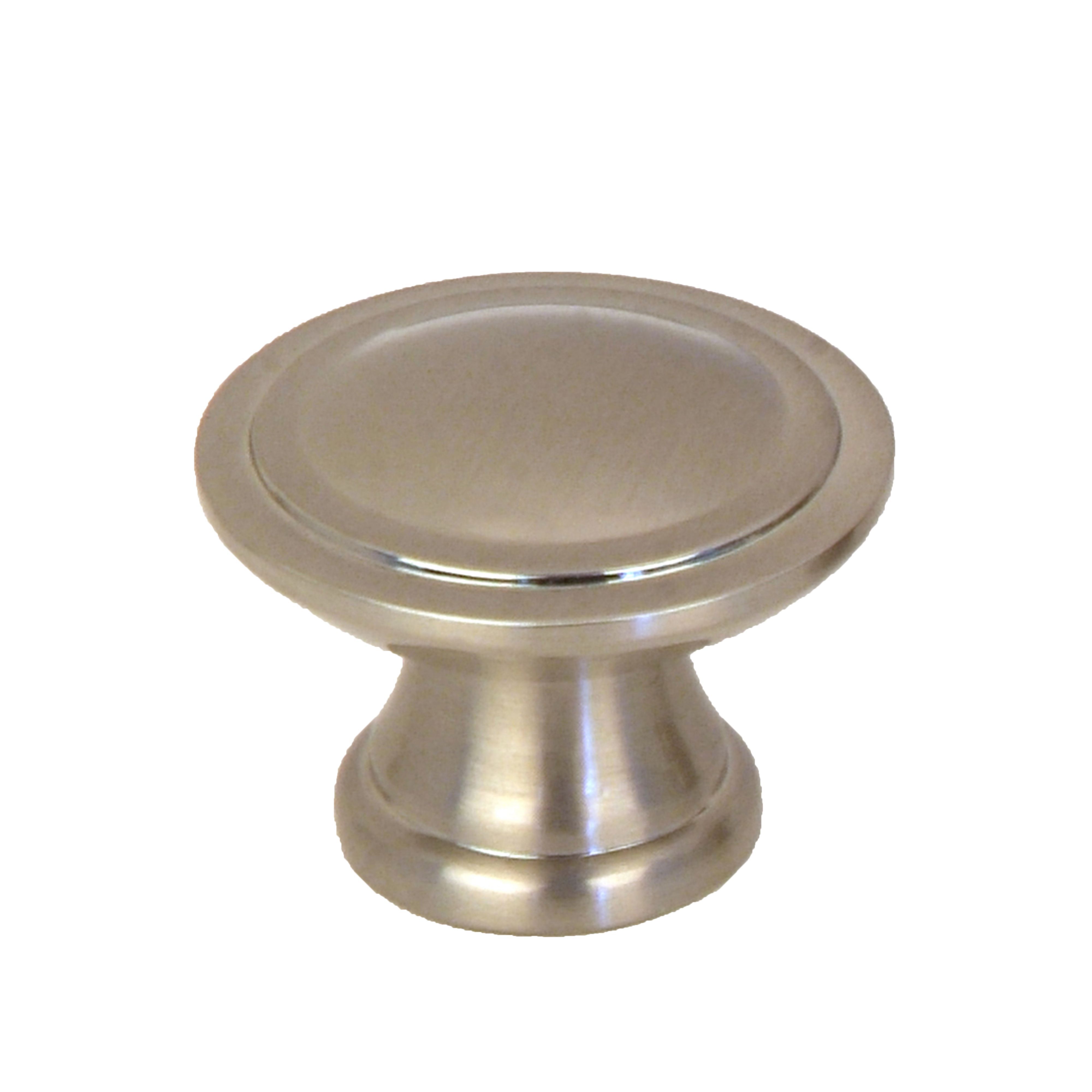 Satin Zinc alloy Nickel effect Round Cabinet Knob (Dia)34.3mm | DIY at B&Q