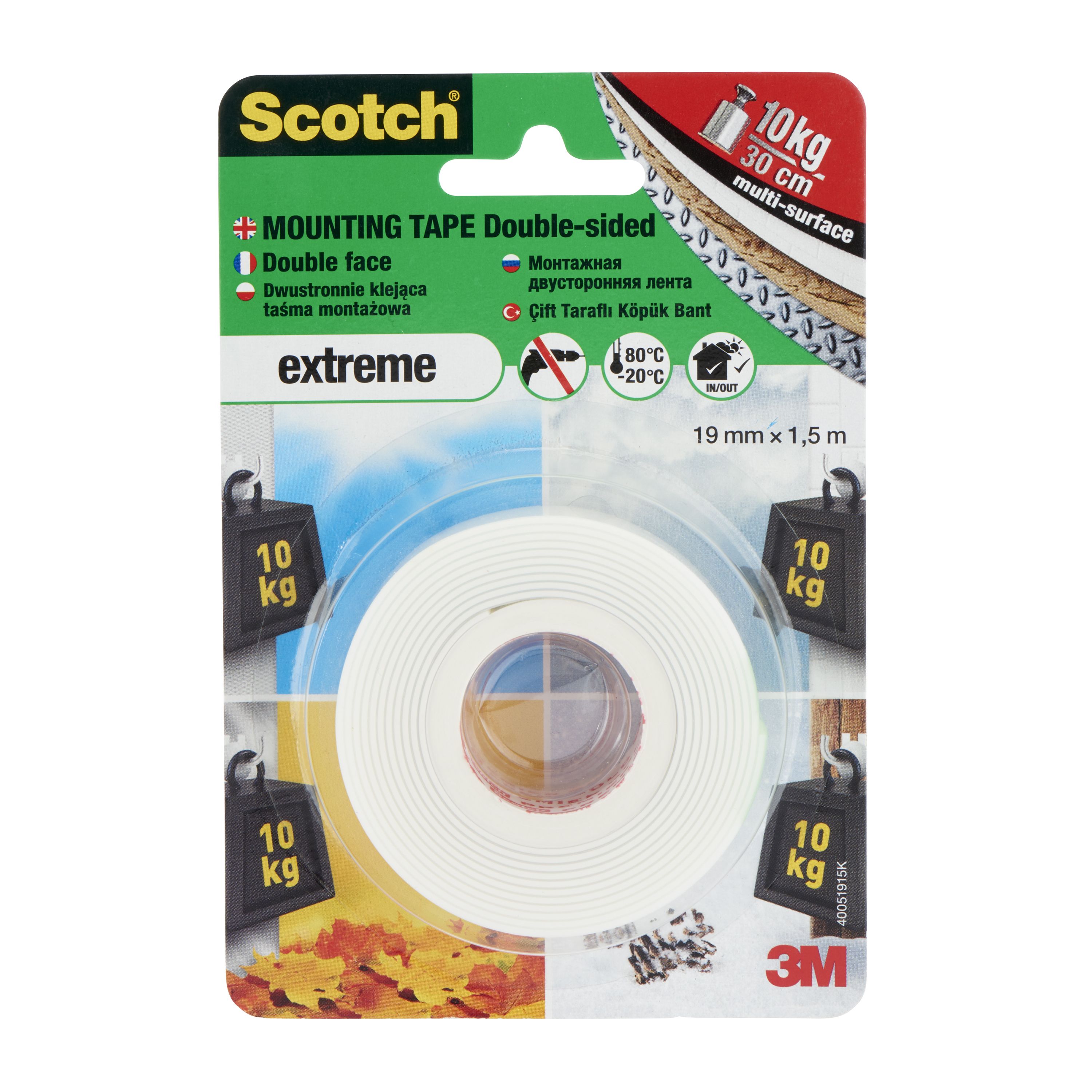 Scotch Acrylic White Mounting Tape (L)1.5m (W)19mm | DIY at B&Q