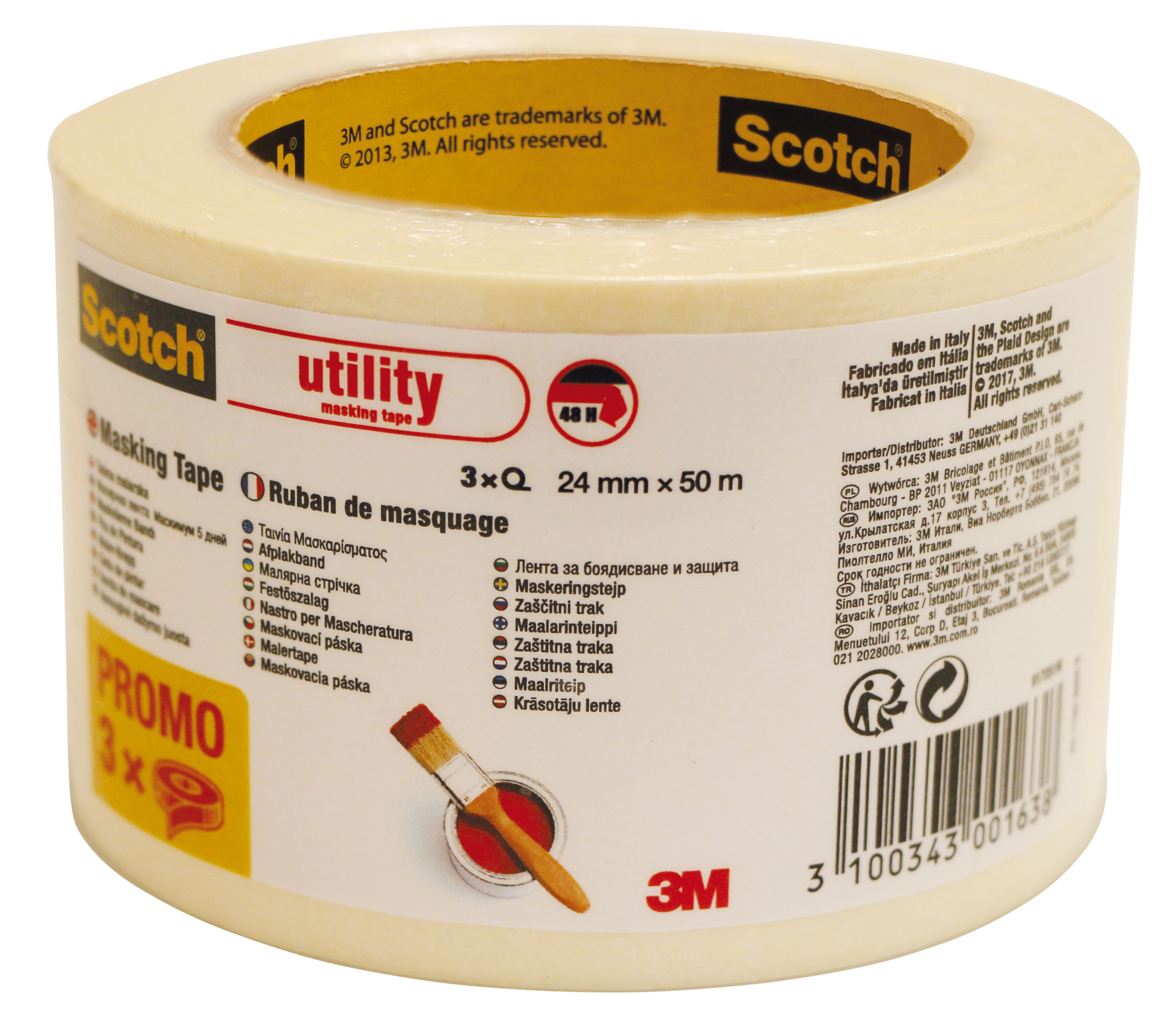 Scotch Beige Masking Tape (L)50m (W)24mm, Pack of 3 | DIY at B&Q