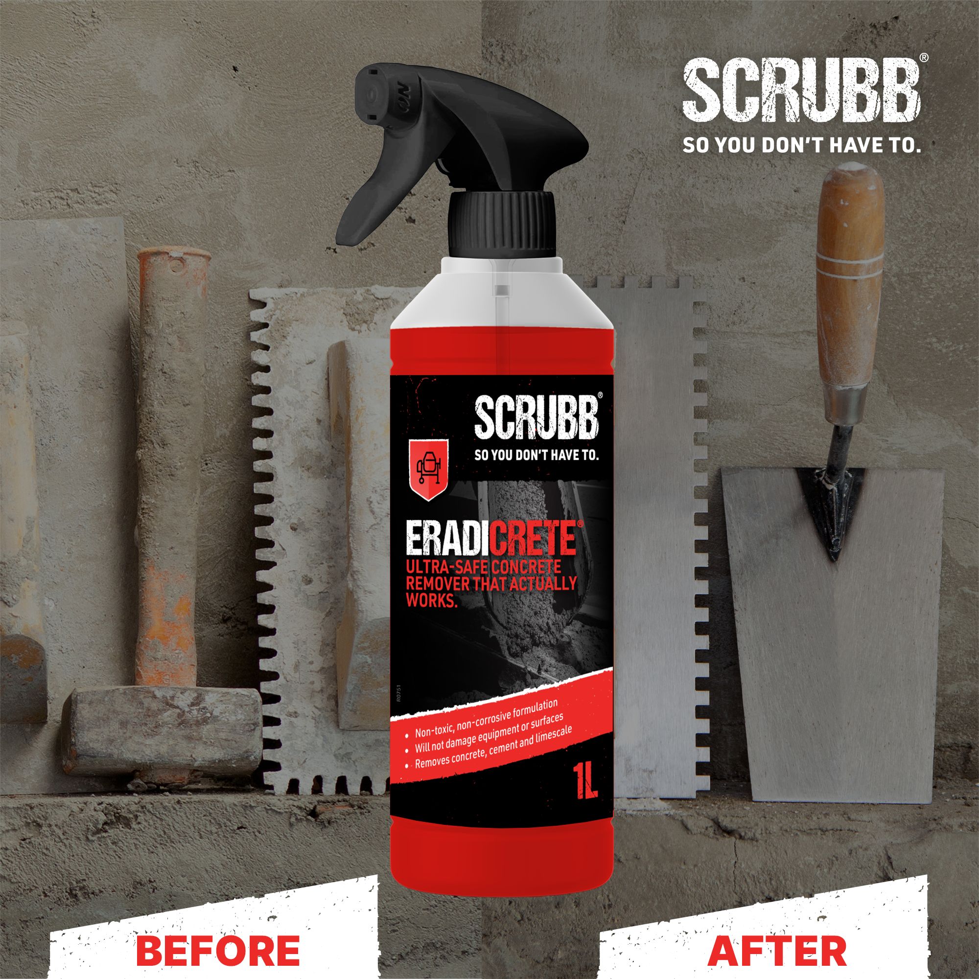 SCRUBB Eradicrete Concrete remover, 1L Trigger spray bottle