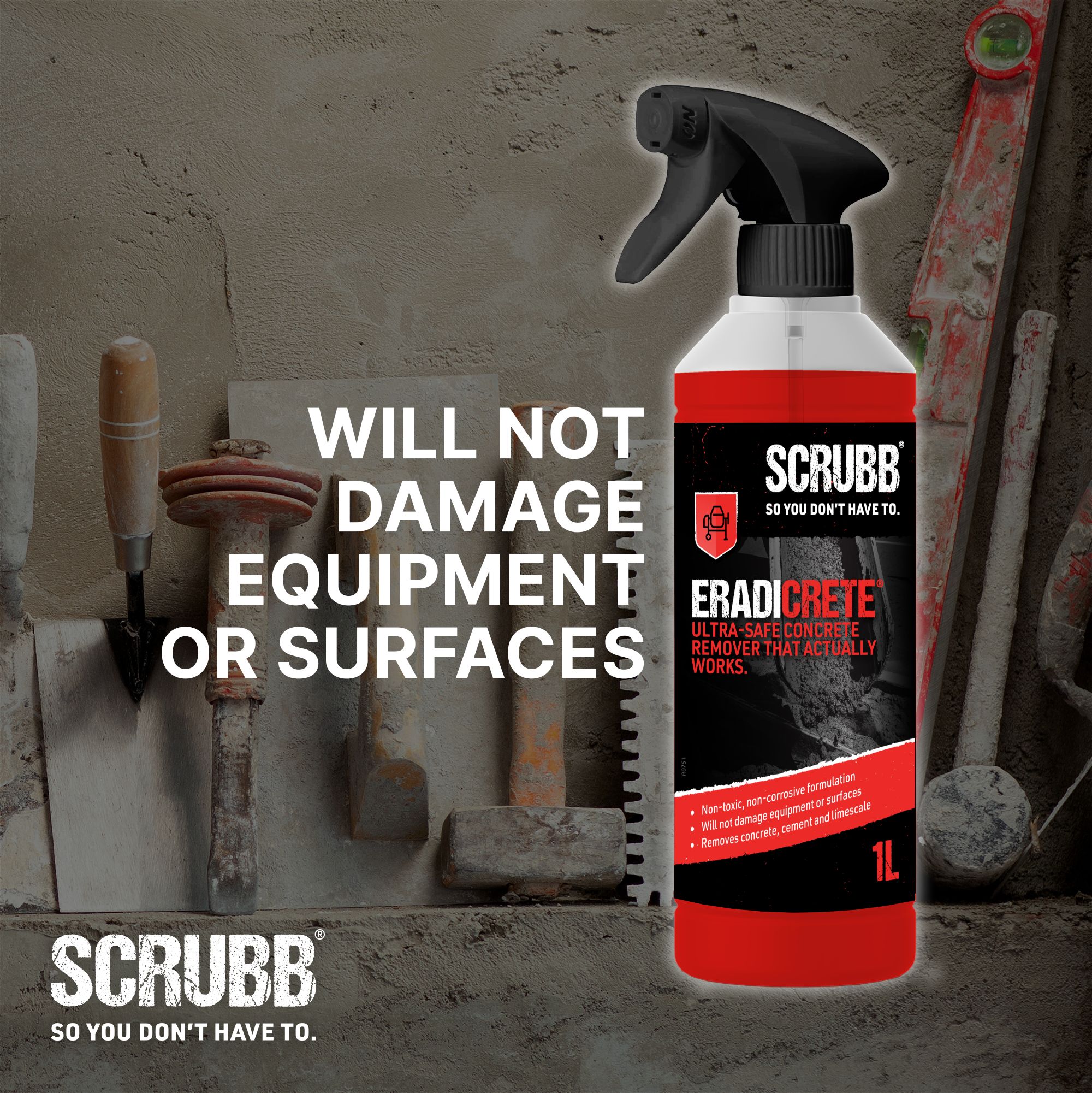 SCRUBB Eradicrete Concrete remover, 1L Trigger spray bottle