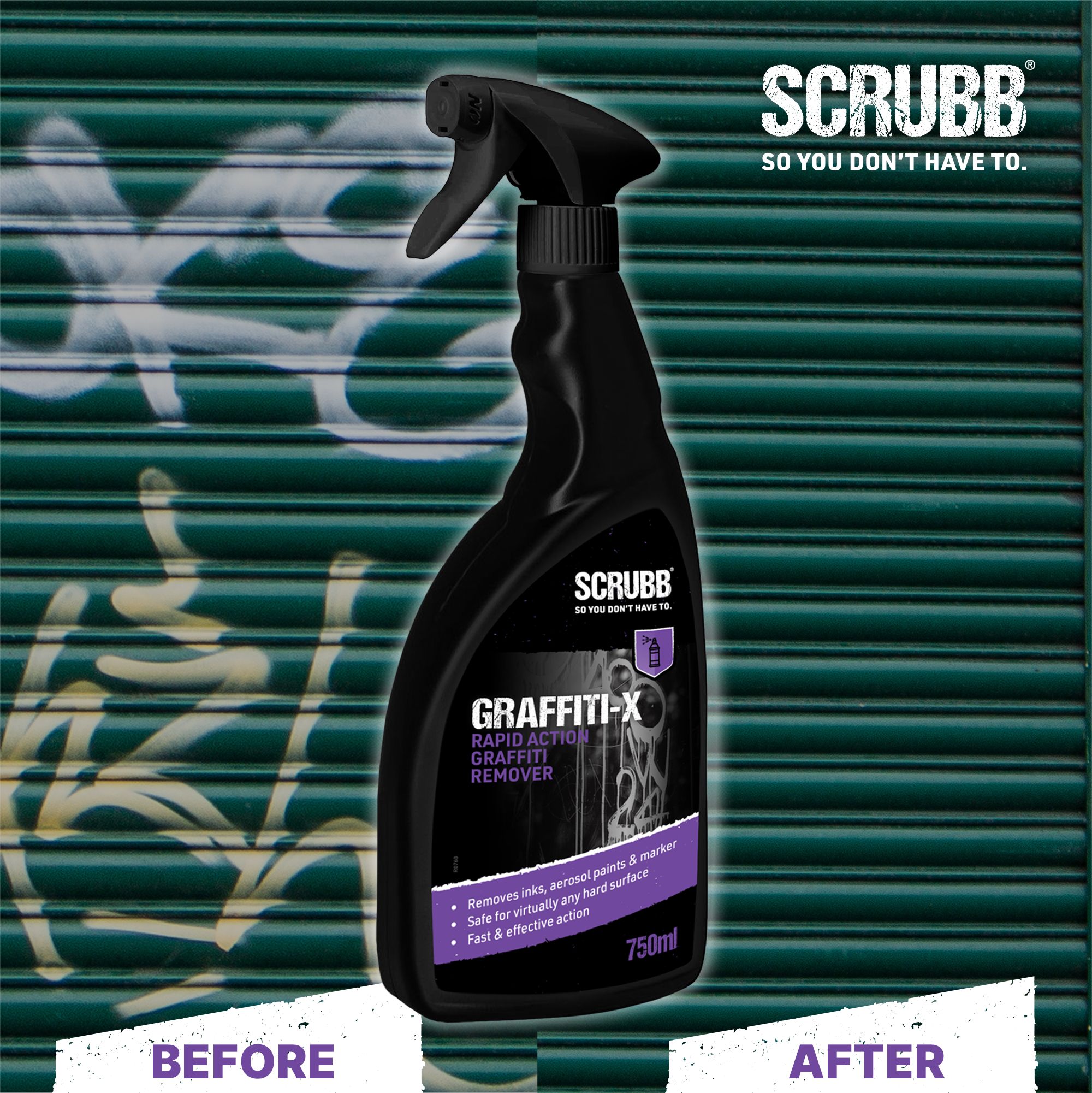 SCRUBB Graffiti-X Graffiti remover, 750ml Trigger spray bottle