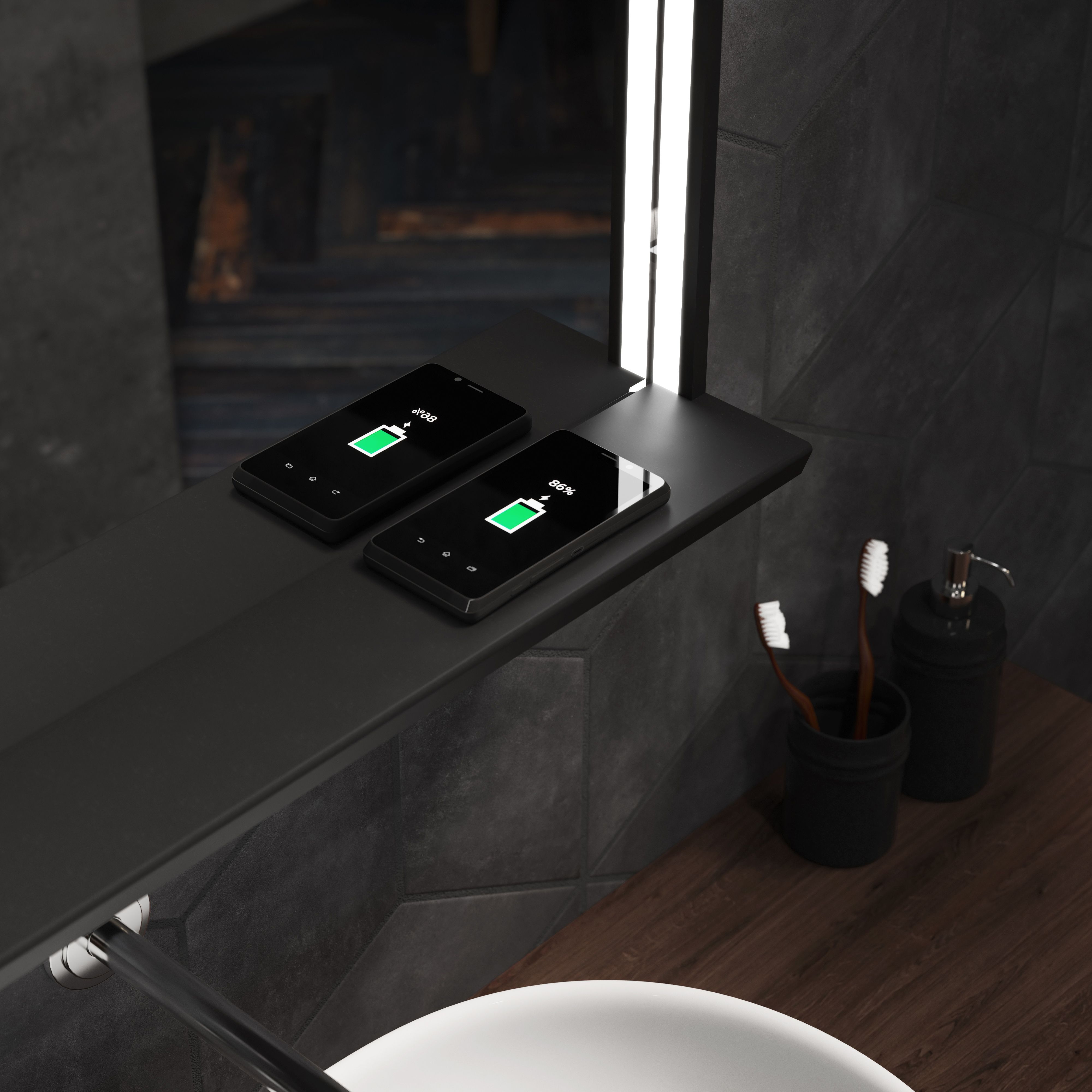 Sensio Element Matt Black Rectangular Wall-mounted Bathroom Illuminated ...