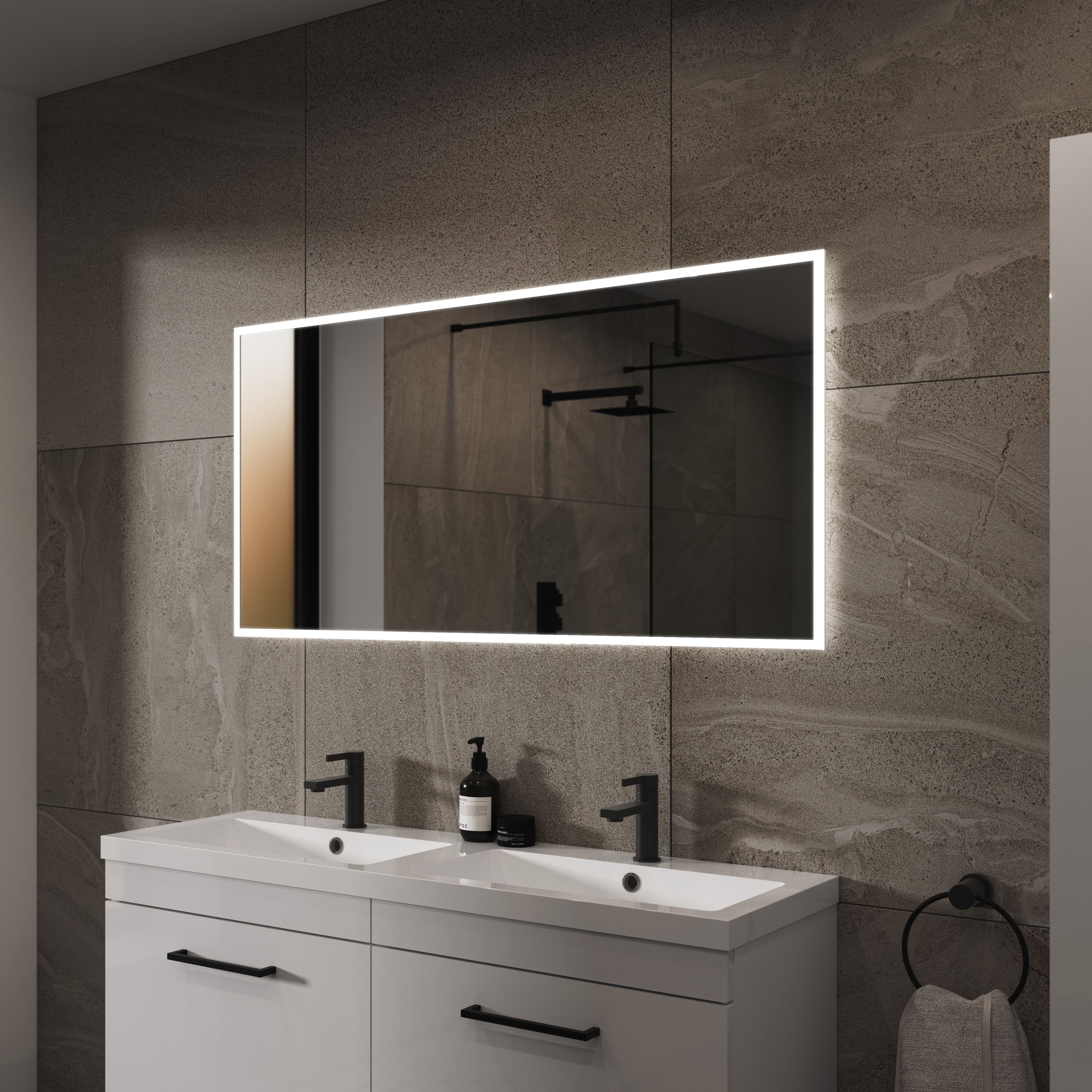 Sensio Glimmer Rectangular Wall-mounted Bathroom Illuminated Colour ...