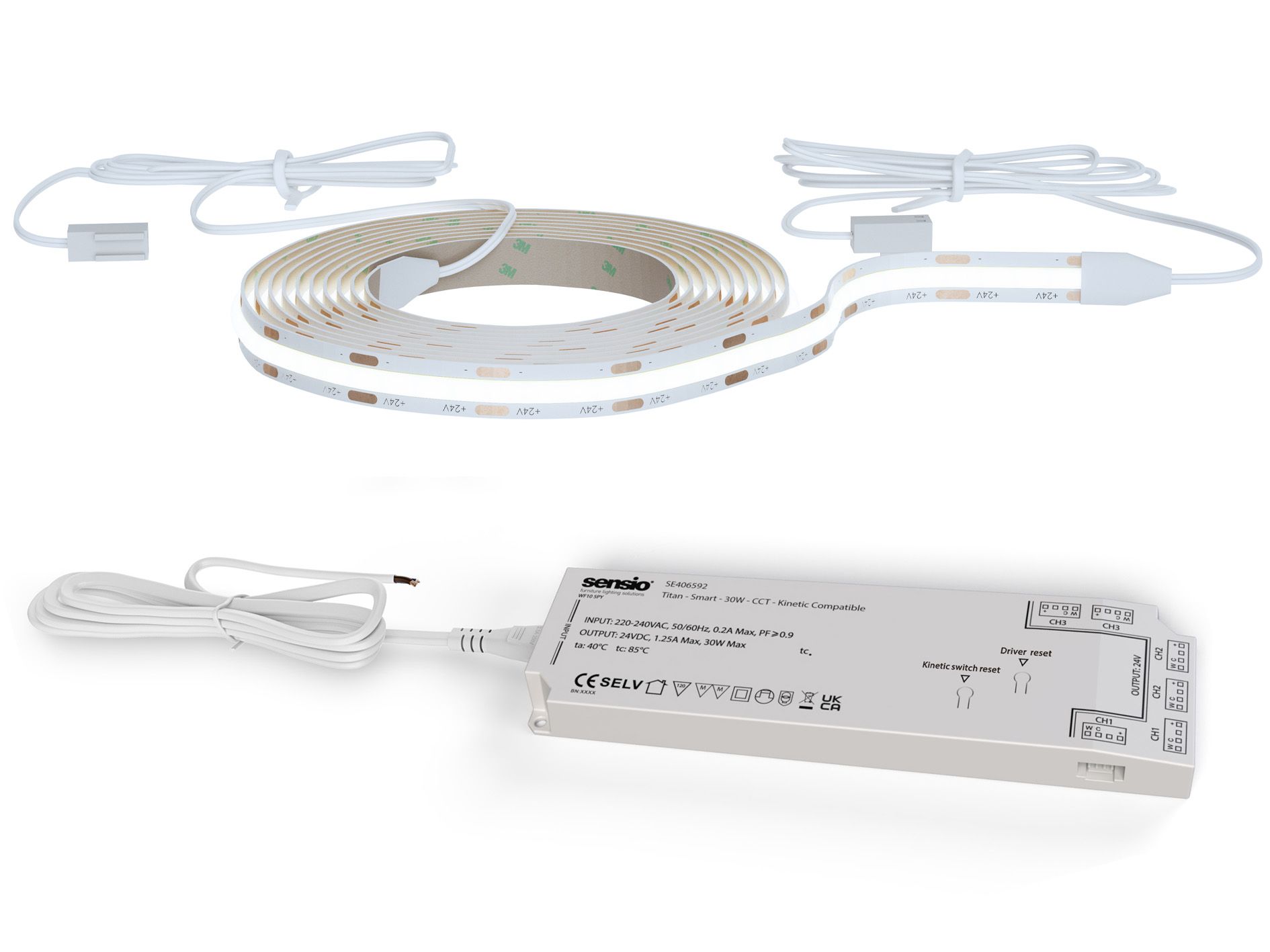 Sensio Polar Pro white Mains-powered LED Variable white Cabinet strip ...