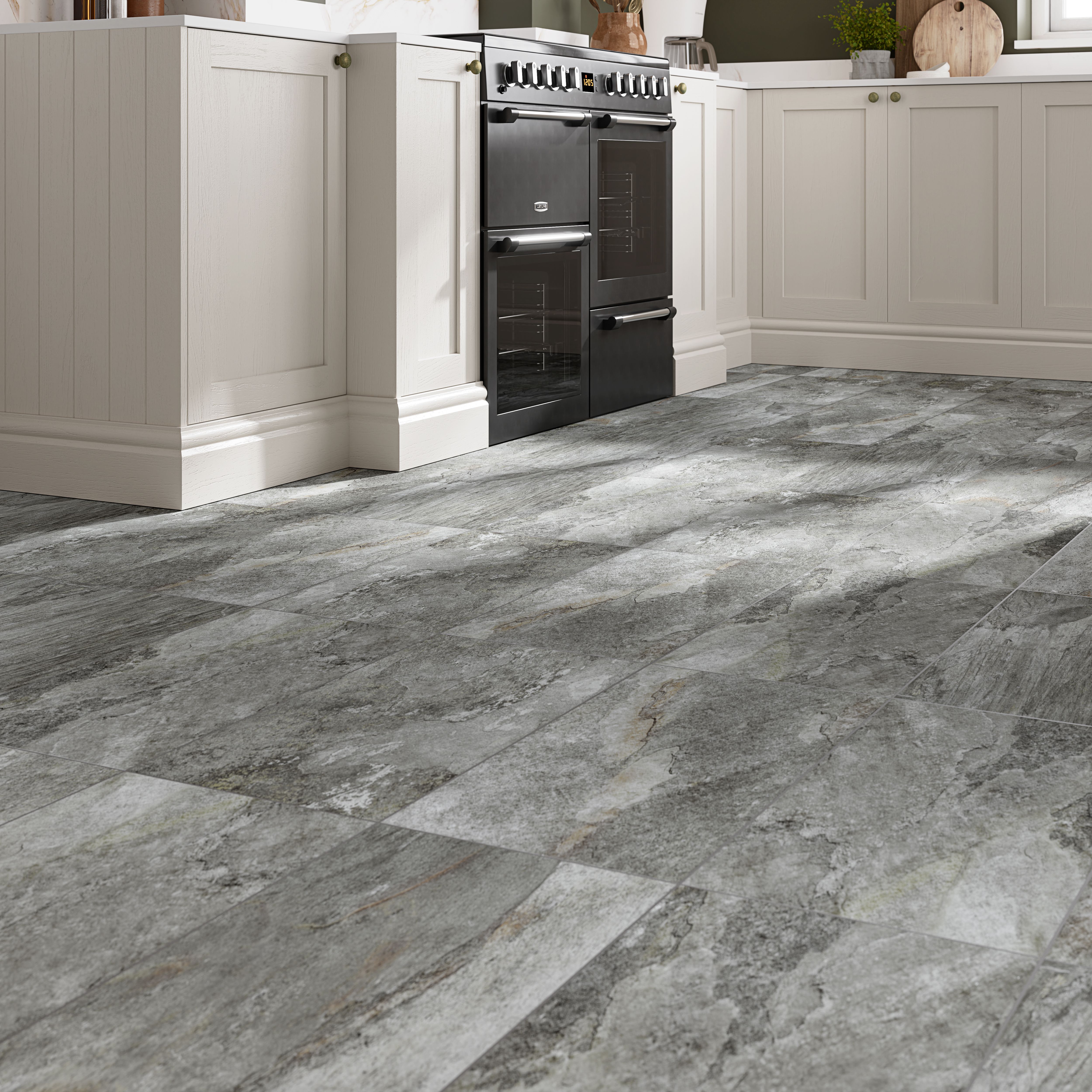 Shaded slate Anthracite Matt Porcelain Indoor Wall & floor Tile, Pack ...