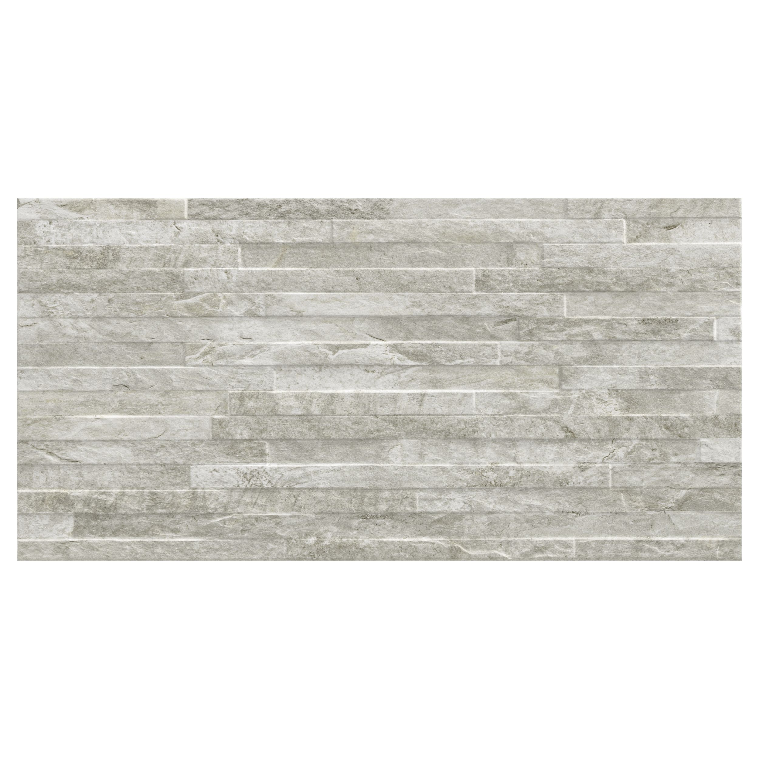 Shaded slate Beige Matt 3D decor Stone effect Porcelain Indoor Wall ...
