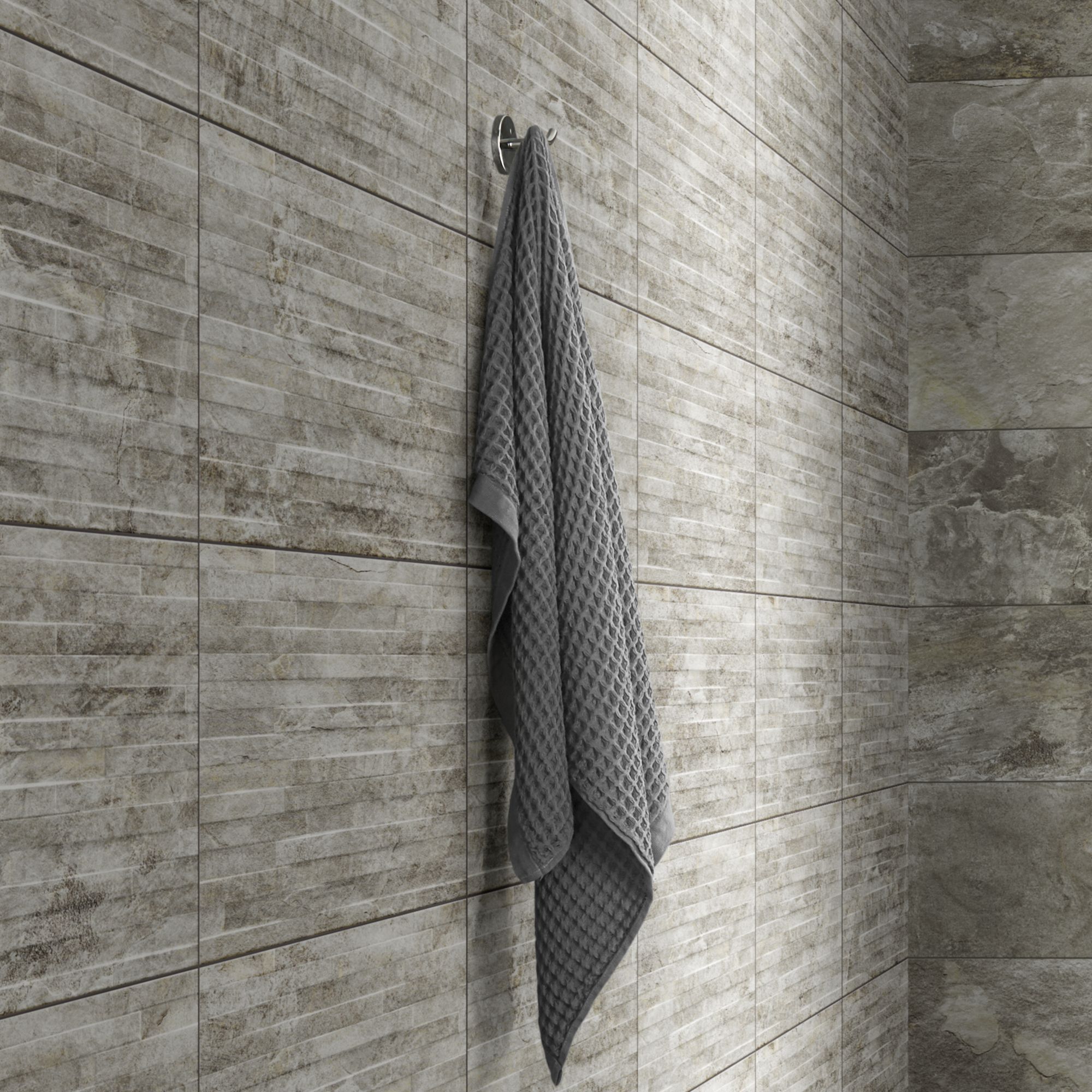 Shaded slate Grey Matt Split Face Porcelain Indoor Wall Tile, Pack of 6 ...