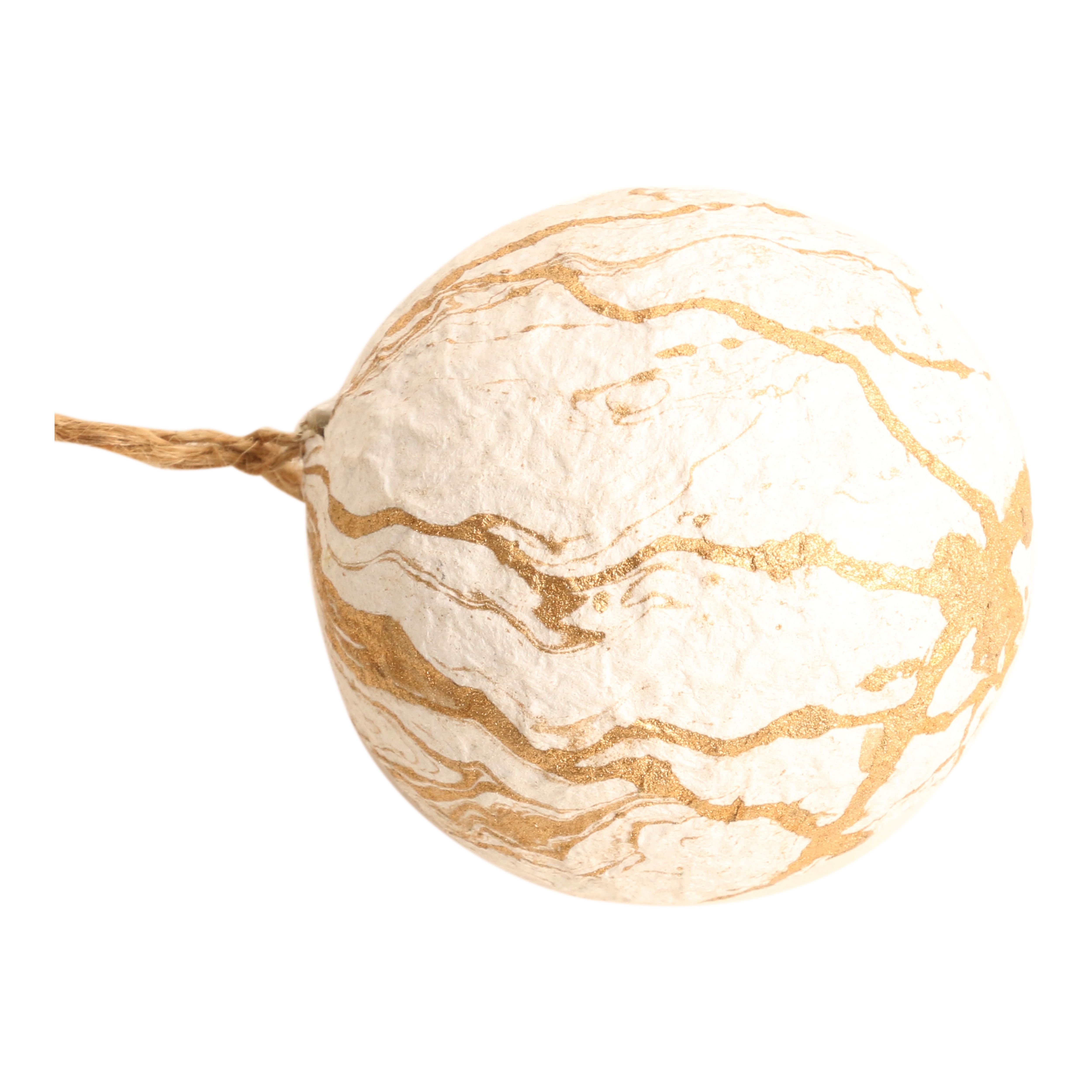 Shadow play White Gold effect Paper Round Bauble (D) 100mm | DIY at B&Q