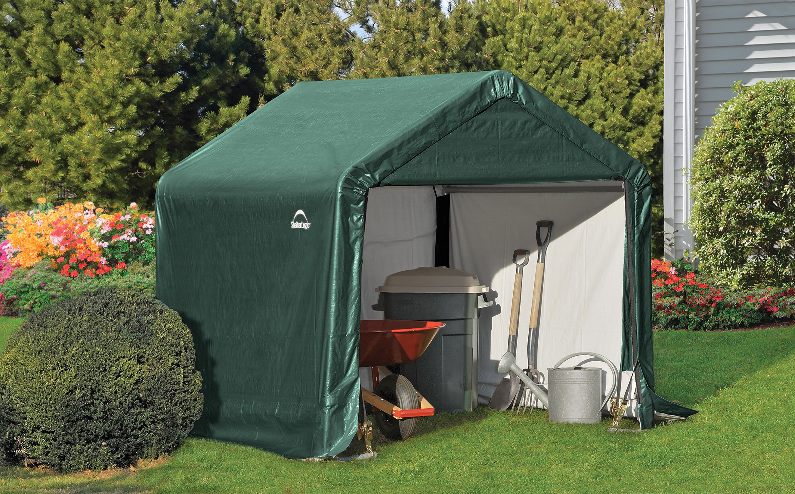 Shelterlogic 6x6 ft Apex Green Plastic Shed | DIY at B&Q