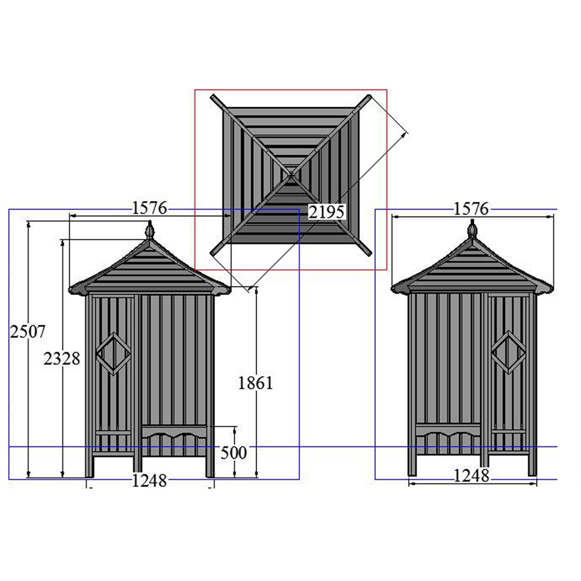 Shire Corner arbour, (H)2510mm (W)1250mm (D)1250mm - Assembly required