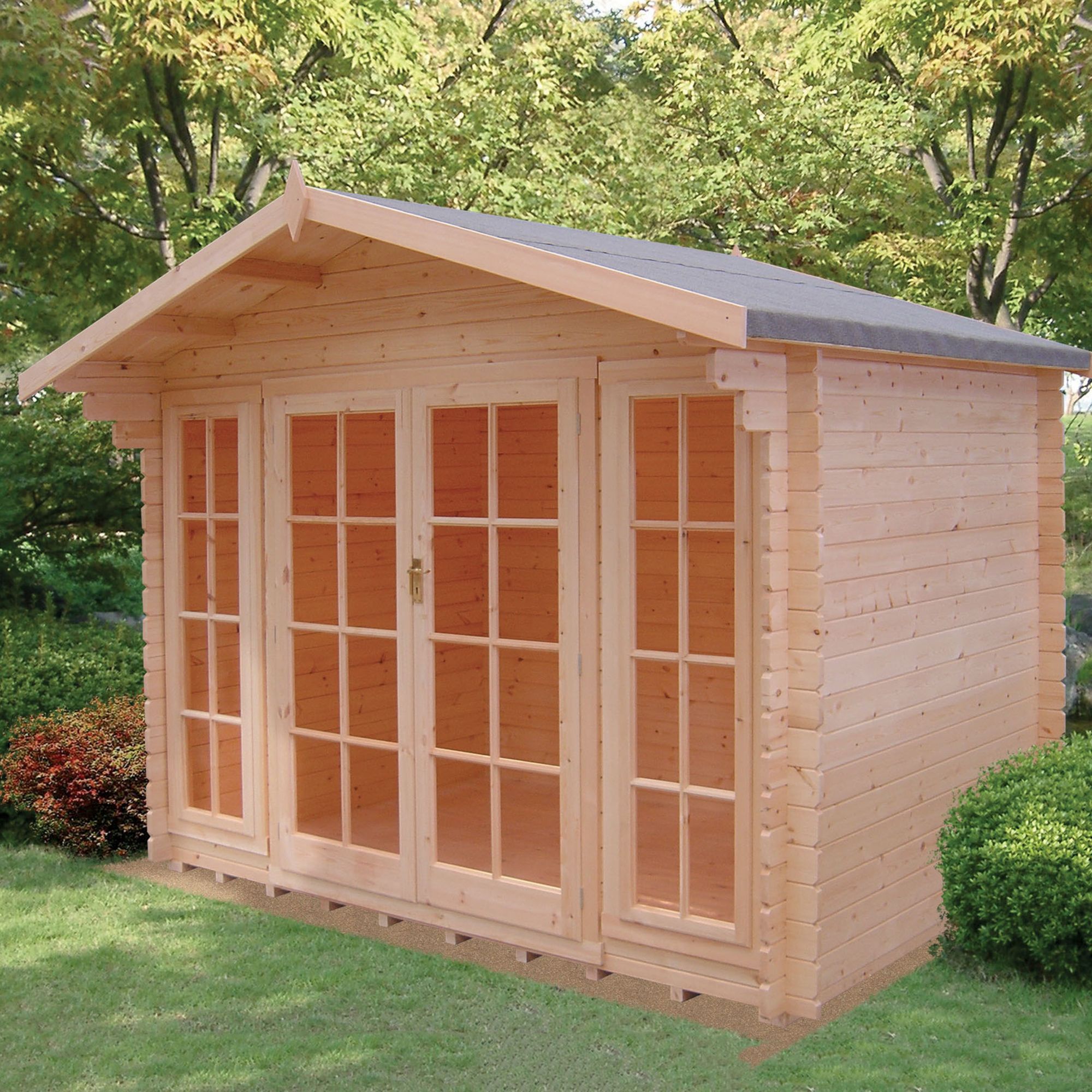 Shire Epping 10x12 ft Toughened glass & 2 windows Apex Wooden Cabin ...