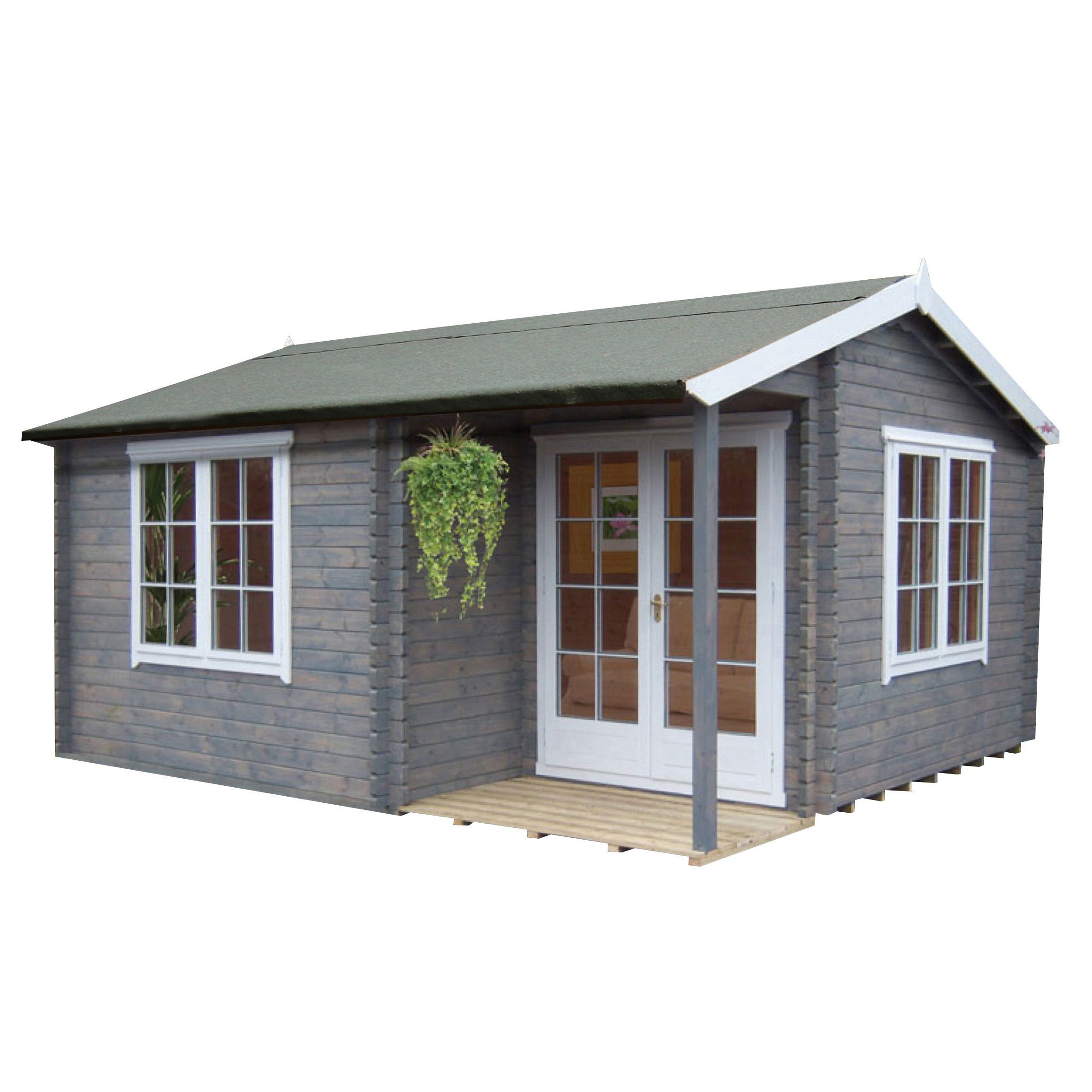 Shire Twyford 14x17 ft & 2 windows Apex Wooden Cabin with Felt tile ...