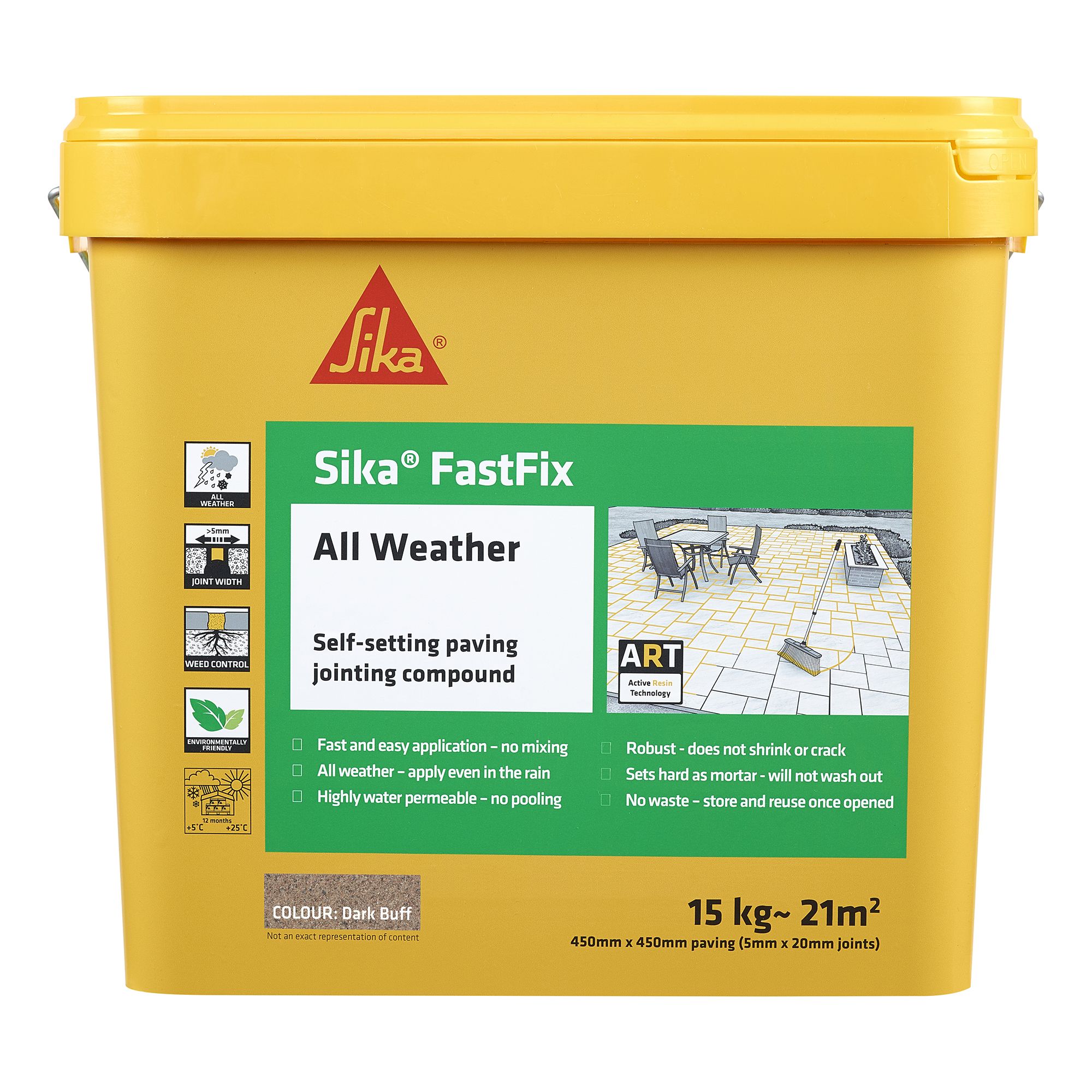 Sika FastFix Ready mixed Quick dry Dark Buff Jointing compound 15kg Tub ...