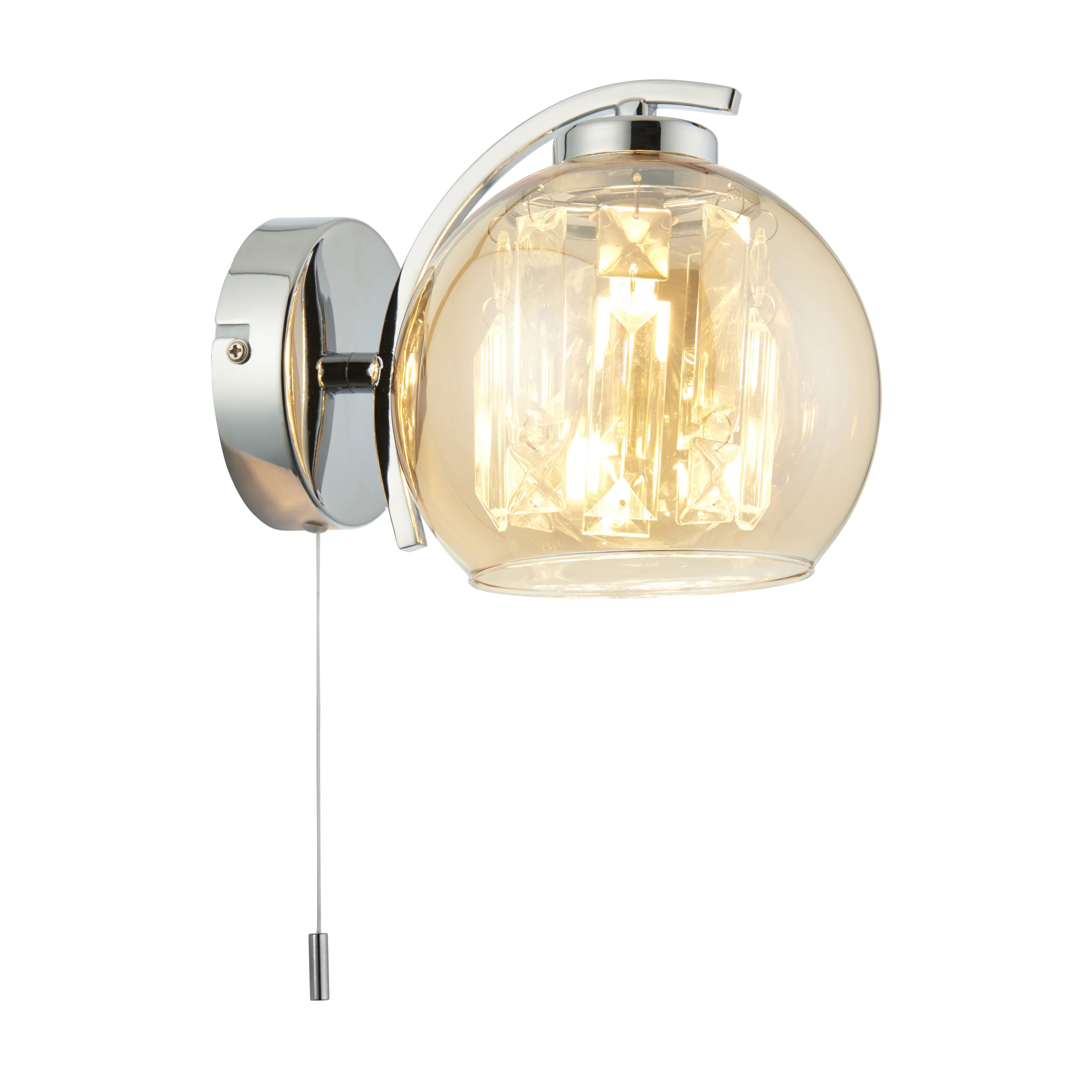 Silas Contemporary Chrome effect Wall light