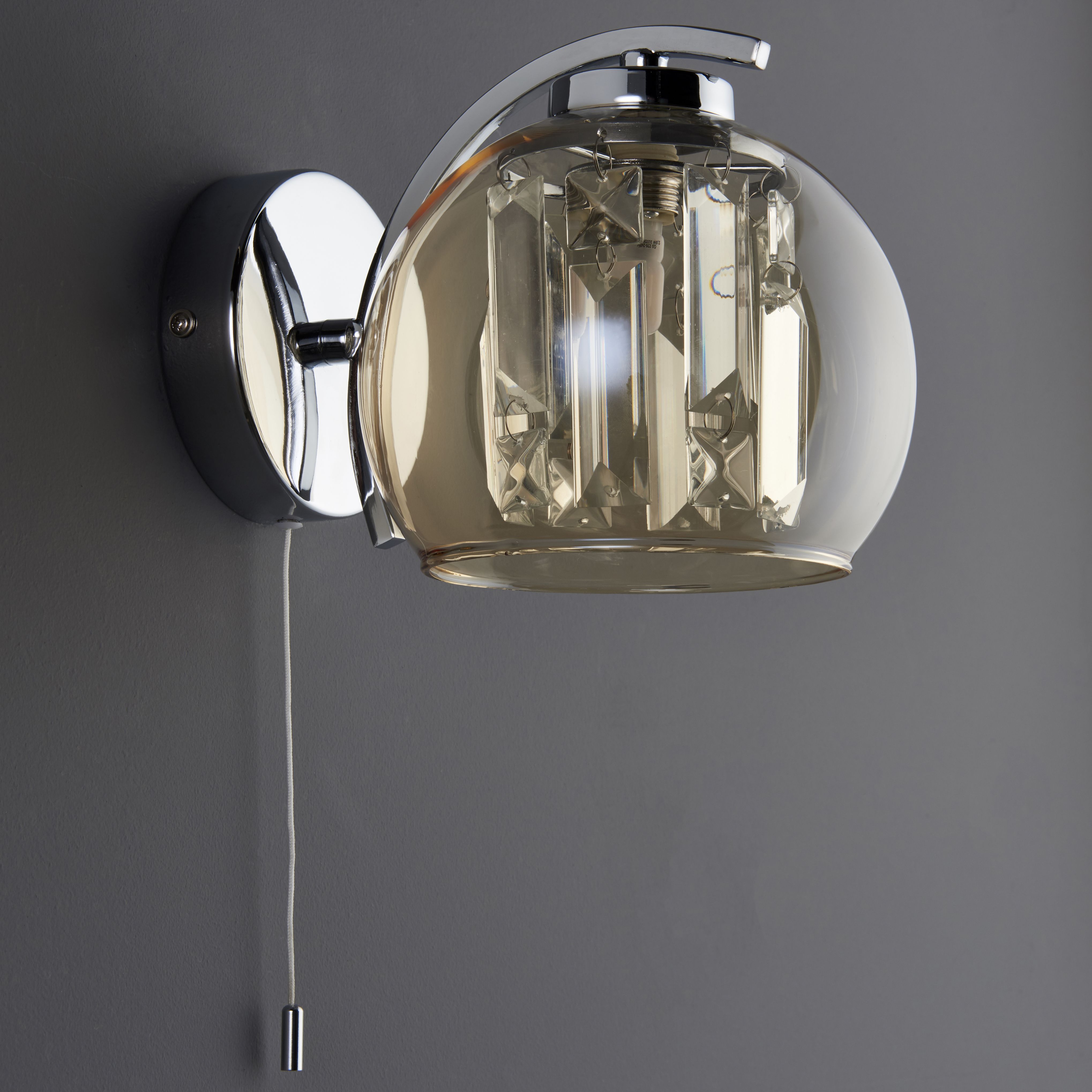 Silas Contemporary Chrome effect Wall light