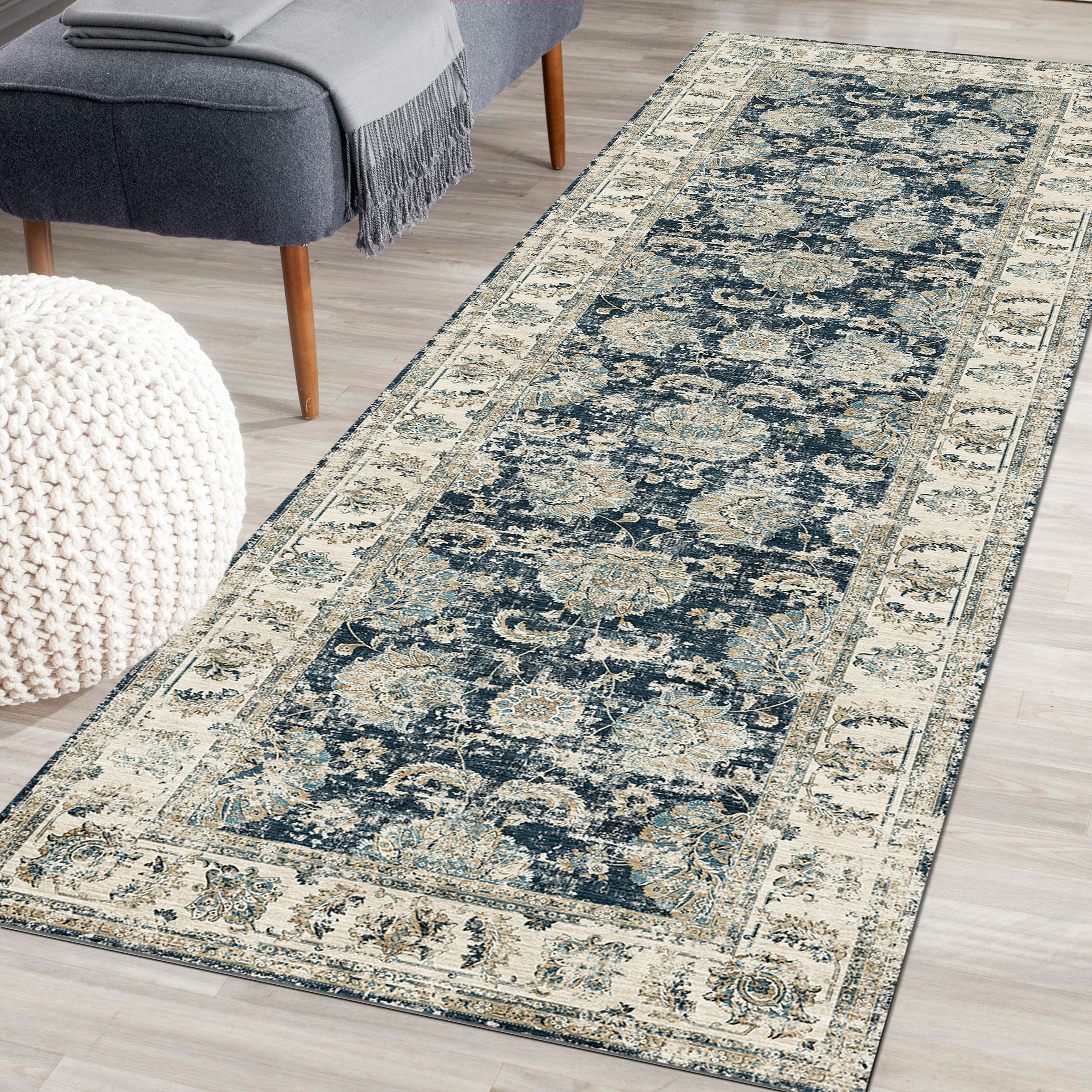 Silk Road Blue Perla Medium Runner, (L)180cm x (W)60cm