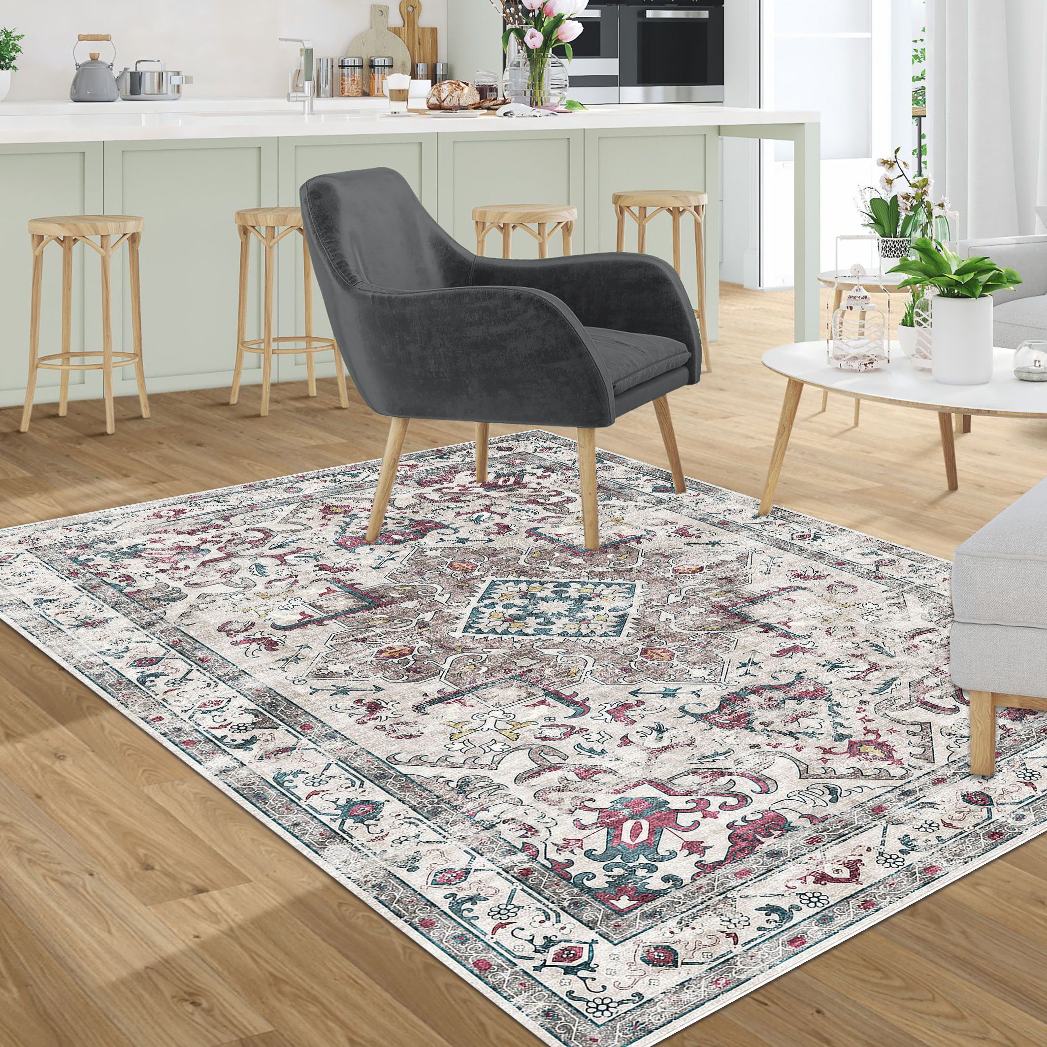 Silk Road Multi Traditional Large Rug, (L)230.2cm x (W)160cm