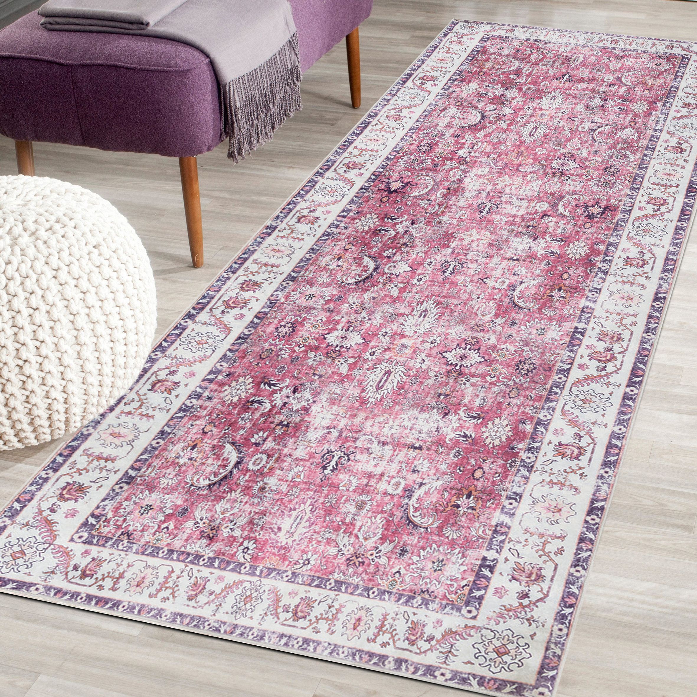 Silk Road Pink Rada Medium Runner, (L)180cm x (W)60cm