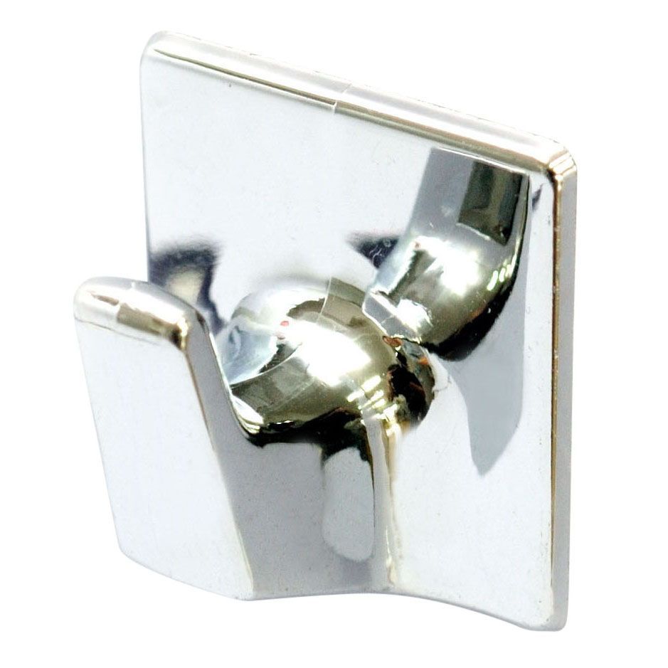 Silver effect ABS plastic Medium Hook, Pack of 2 | DIY at B&Q