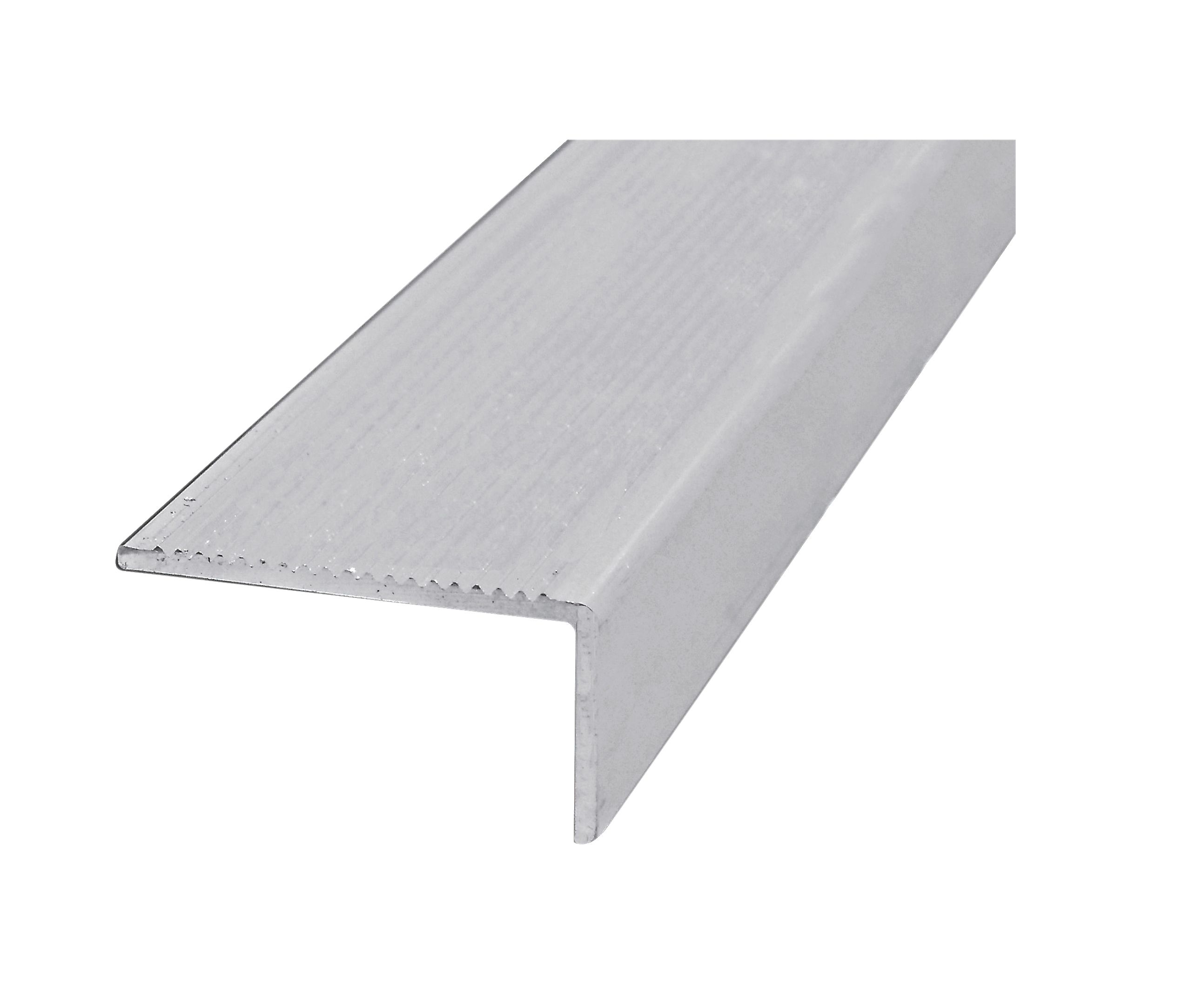 Silver effect Aluminium L-shaped Step edging, (L)2m (W)45mm | DIY at B&Q