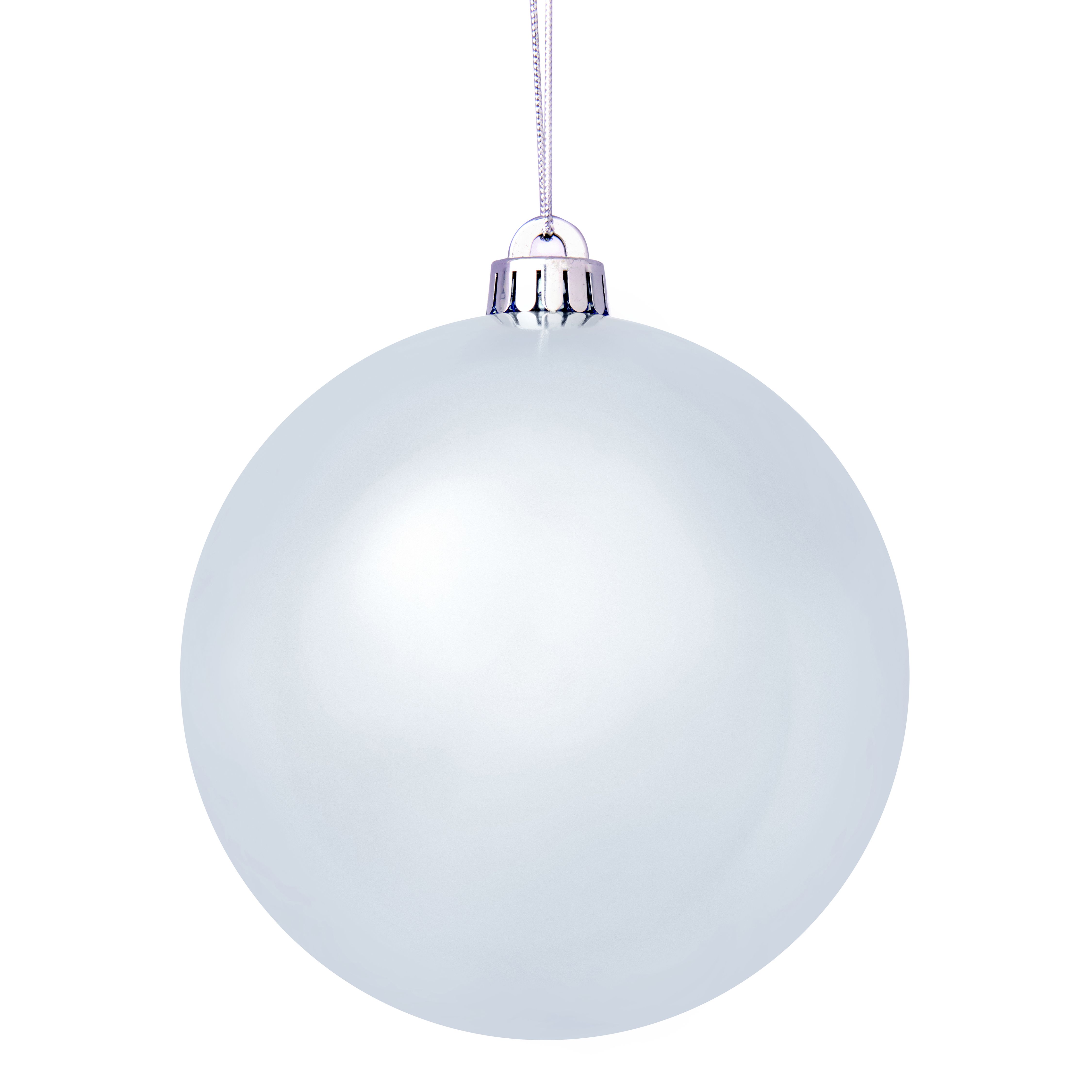Silver effect Plastic Round Christmas bauble set, Set of 4 (D) 100mm