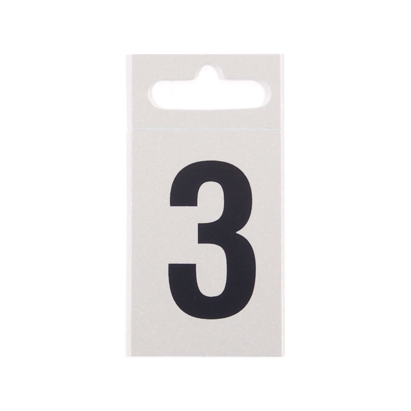 Silver effect Plastic Self-adhesive Door number 3, (H)50mm (W)30mm ...