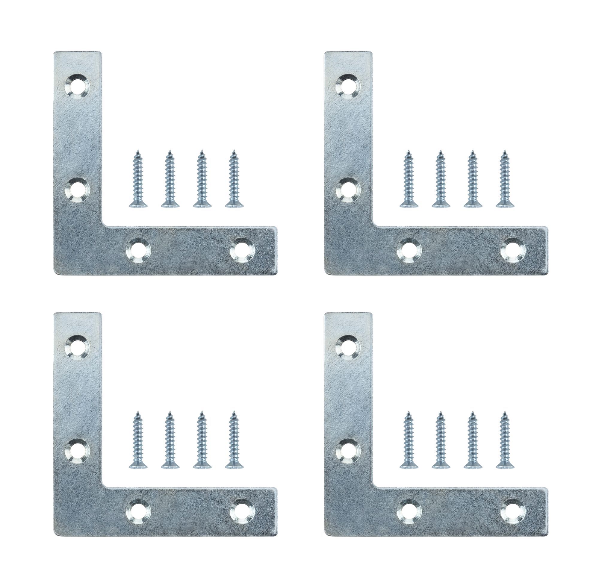 Silver effect Steel Corner plate (L)75mm (W)75mm, Pack of 4 | DIY at B&Q