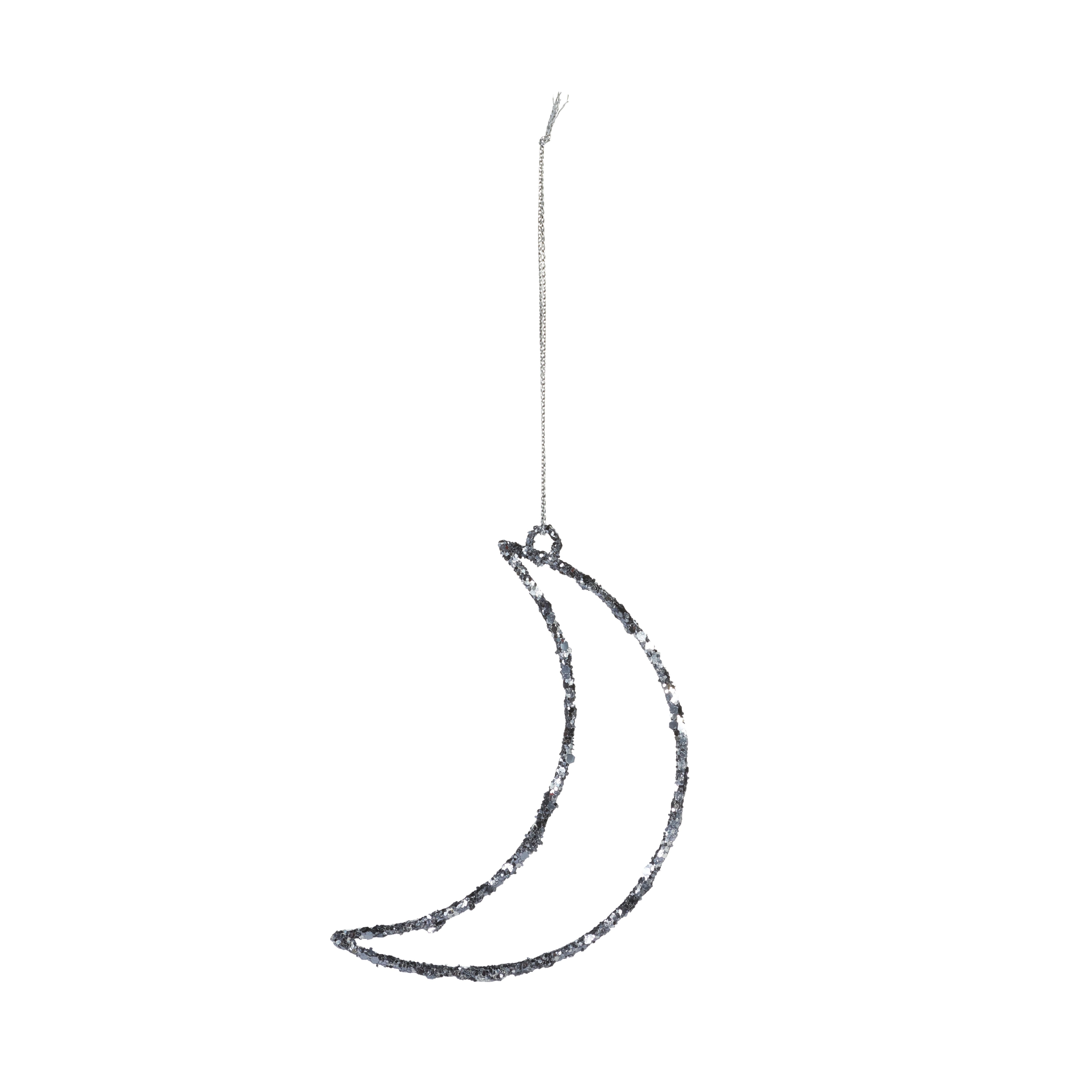 Silver Glitter effect Wire Crescent Moon Hanging ornament | DIY at B&Q