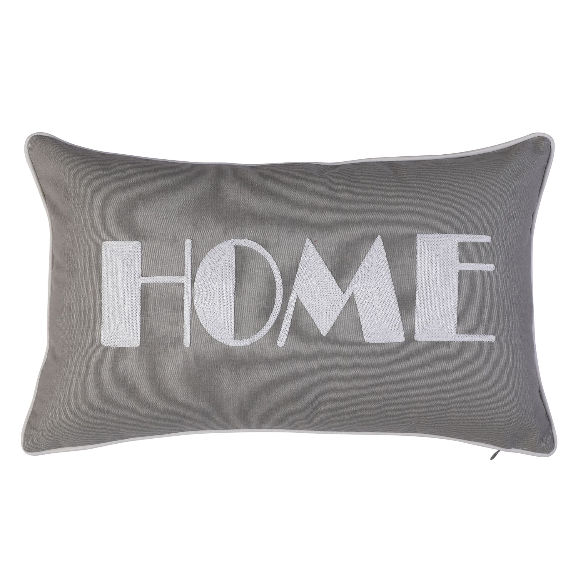 Silver Home Embroidered effect Indoor Cushion, (L)50cm x (W)30cm