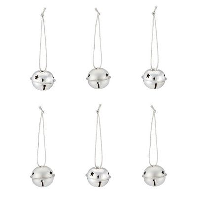 Silver Metallic effect Bells Metal Circular Bauble, Set of 6 (D) 40mm ...