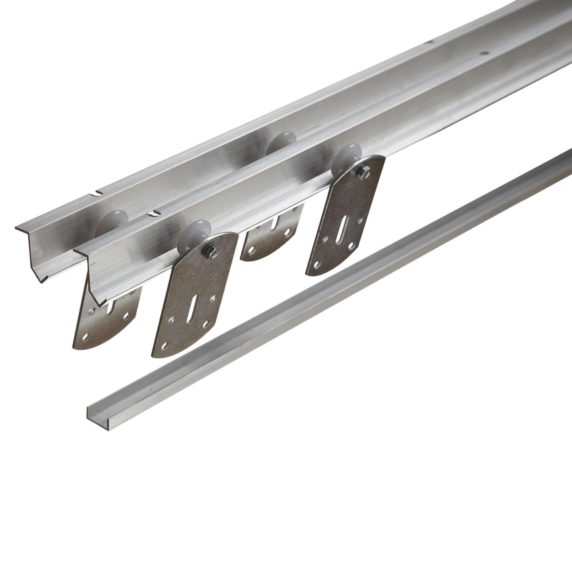 Silver Sliding wardrobe door track set (L)1828mm