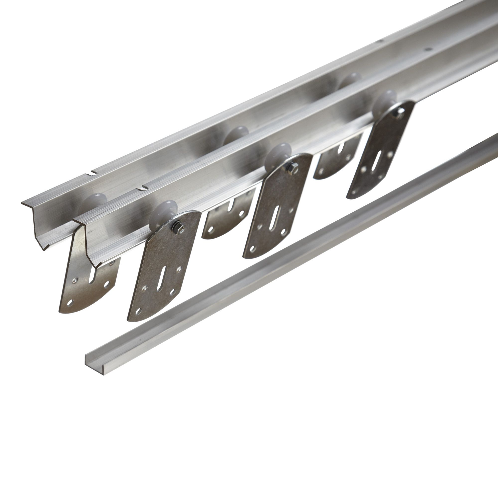 Silver Sliding wardrobe door track set (L)2438mm