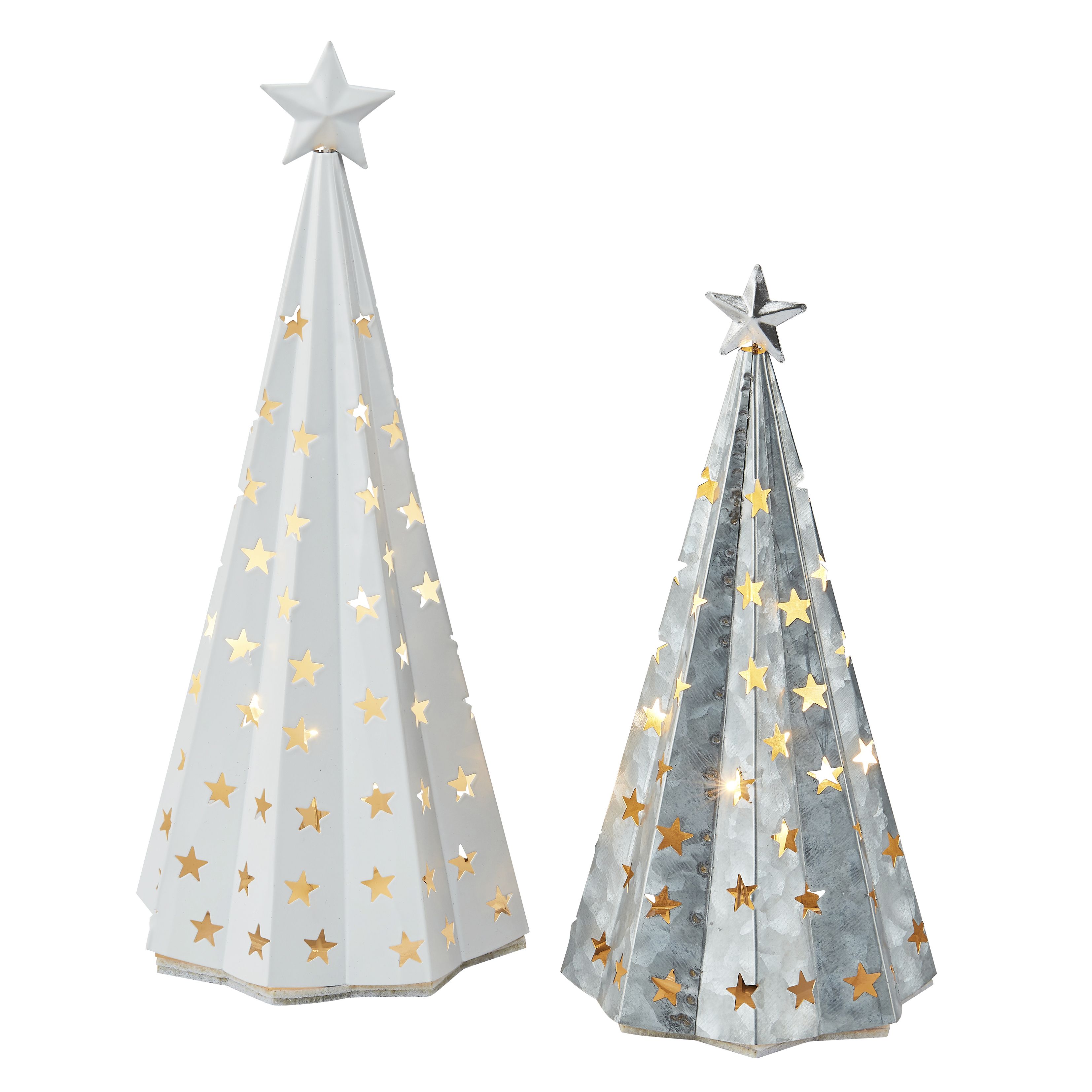 Silver & White Trees LED Electrical christmas decoration Set of 2