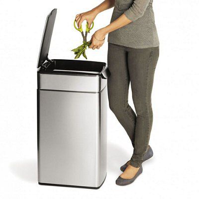 Simplehuman Stainless steel effect Metal Touch bar Bin - 40L | DIY at B&Q