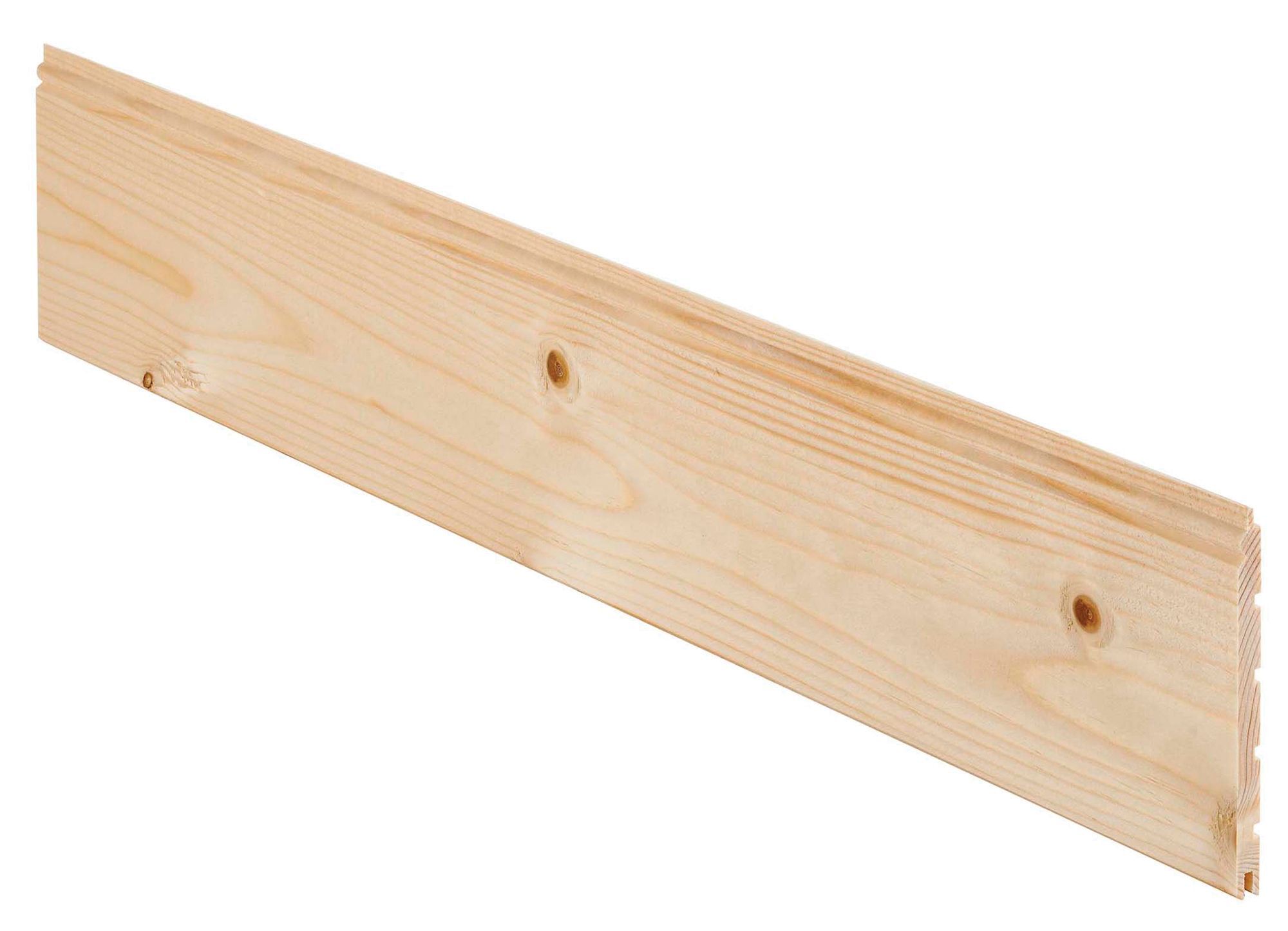 Single Spruce Tongue & groove Cladding (L)2.4m (W)95mm (T)7.5mm, Pack of 5