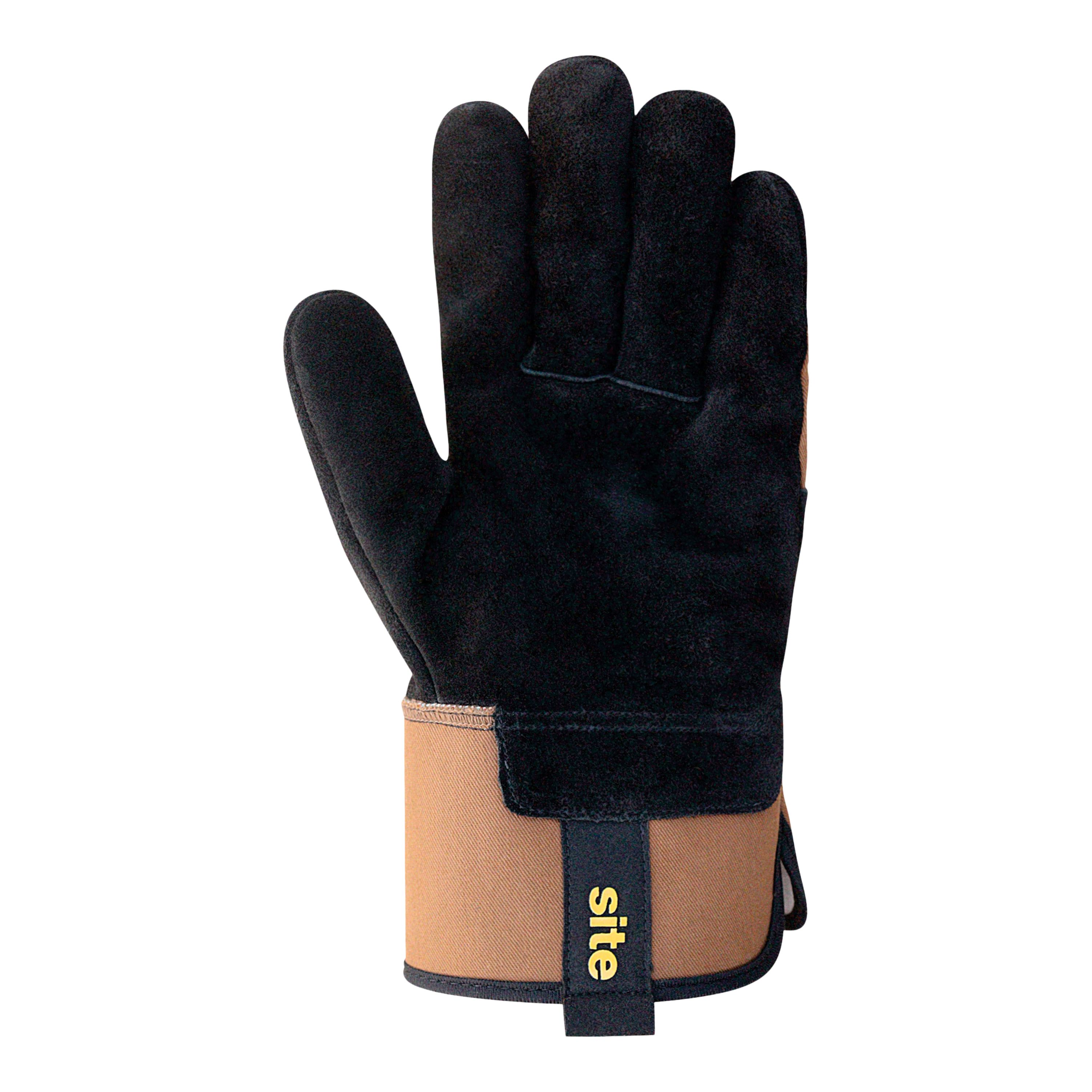 Site Cotton, leather & polyester Secure handling gloves Black & brown ...