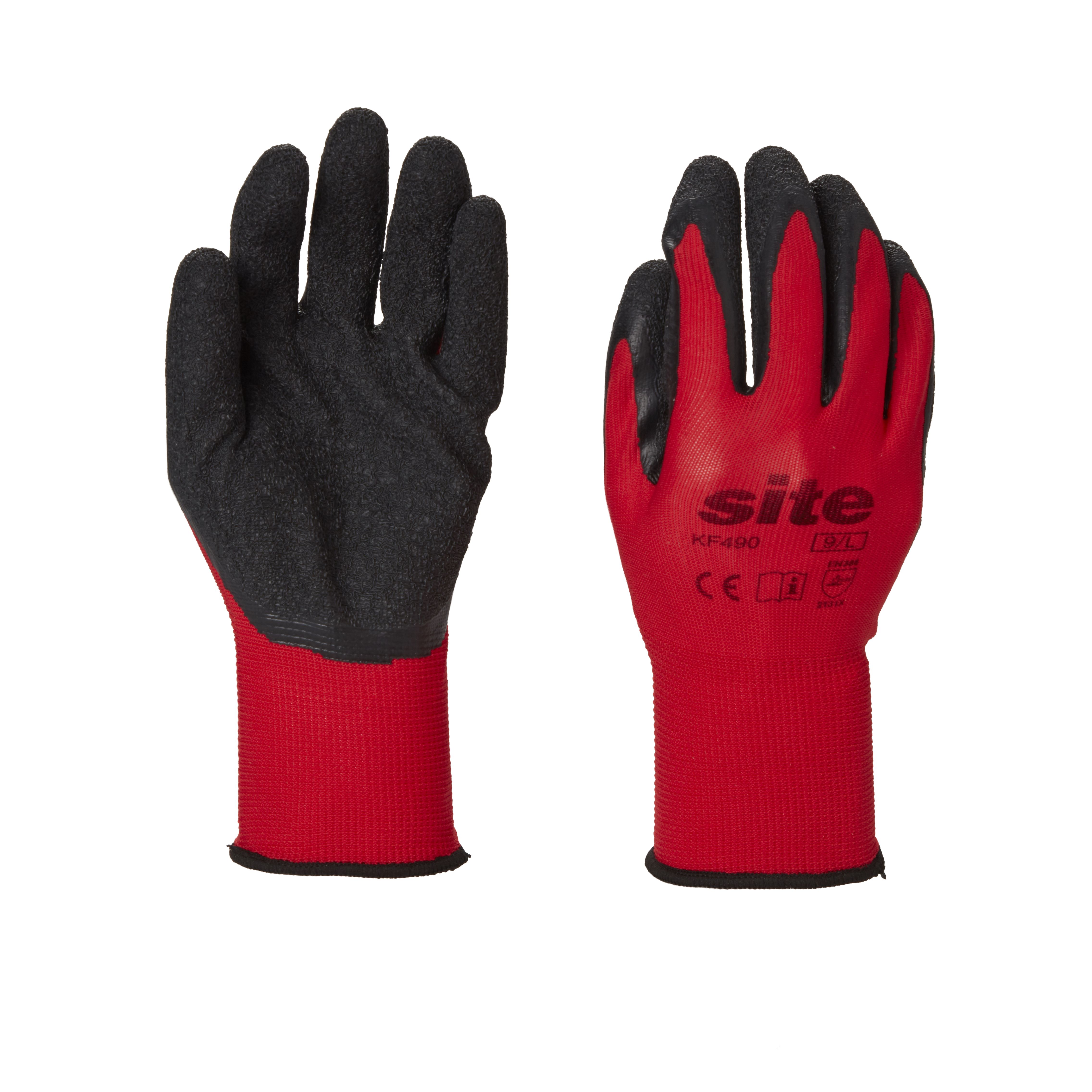 Site Latex Red & Black General handling gloves, Large | DIY at B&Q