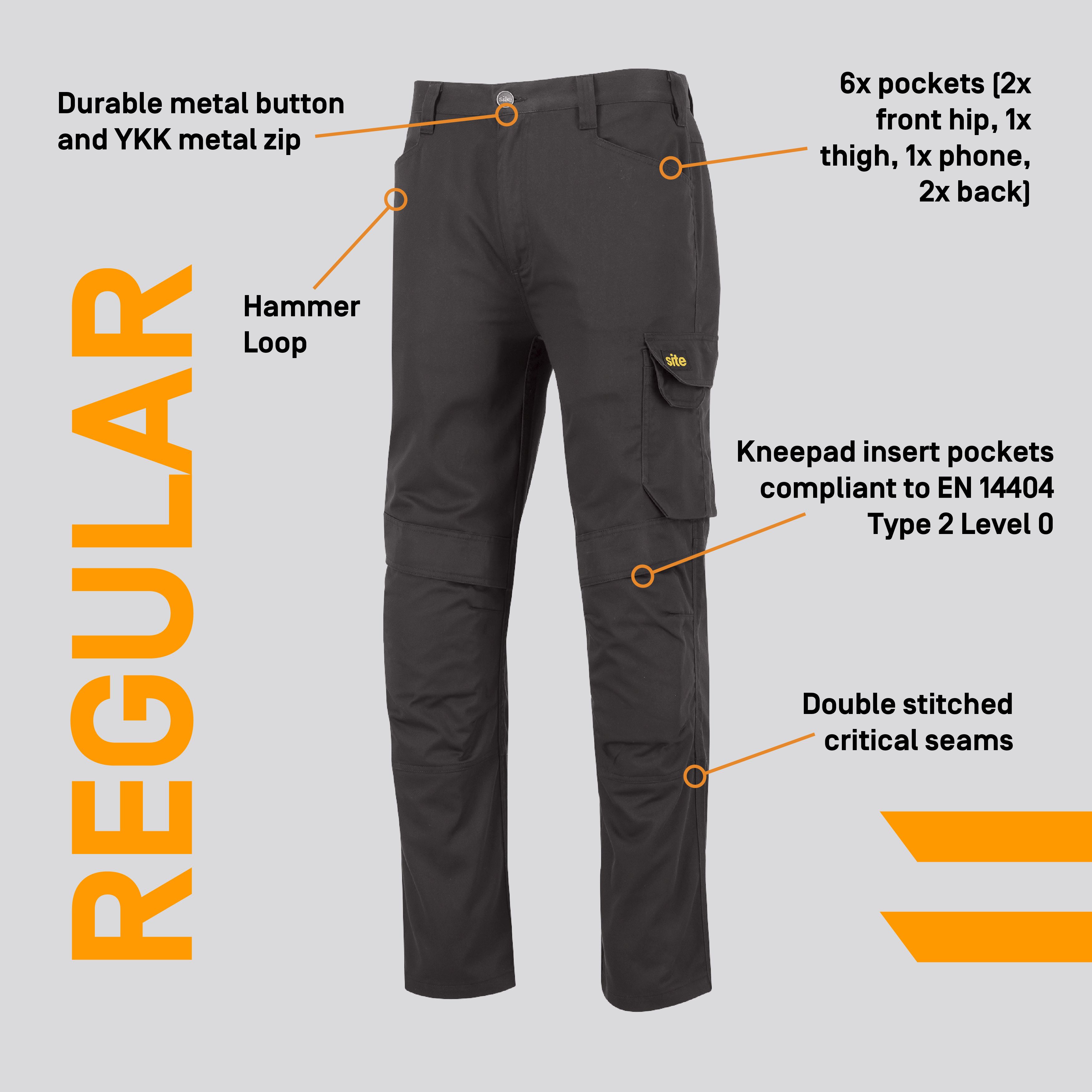 Site Sember Black Men's Multi-pocket trousers, W38" L32" (XXL)