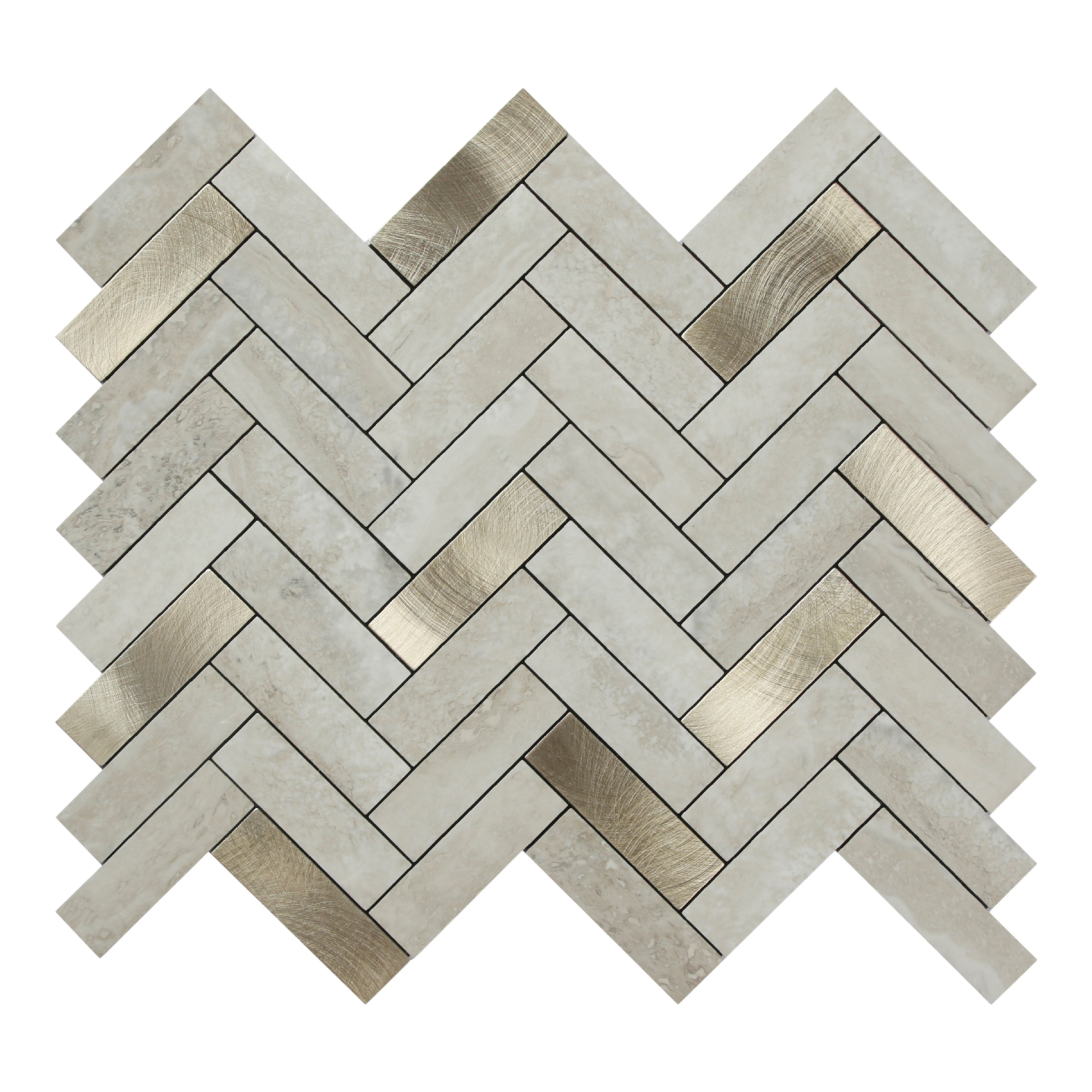 Skarda Grey & Silver Matt Marble effect Chevron Aluminium & PVC Self ...