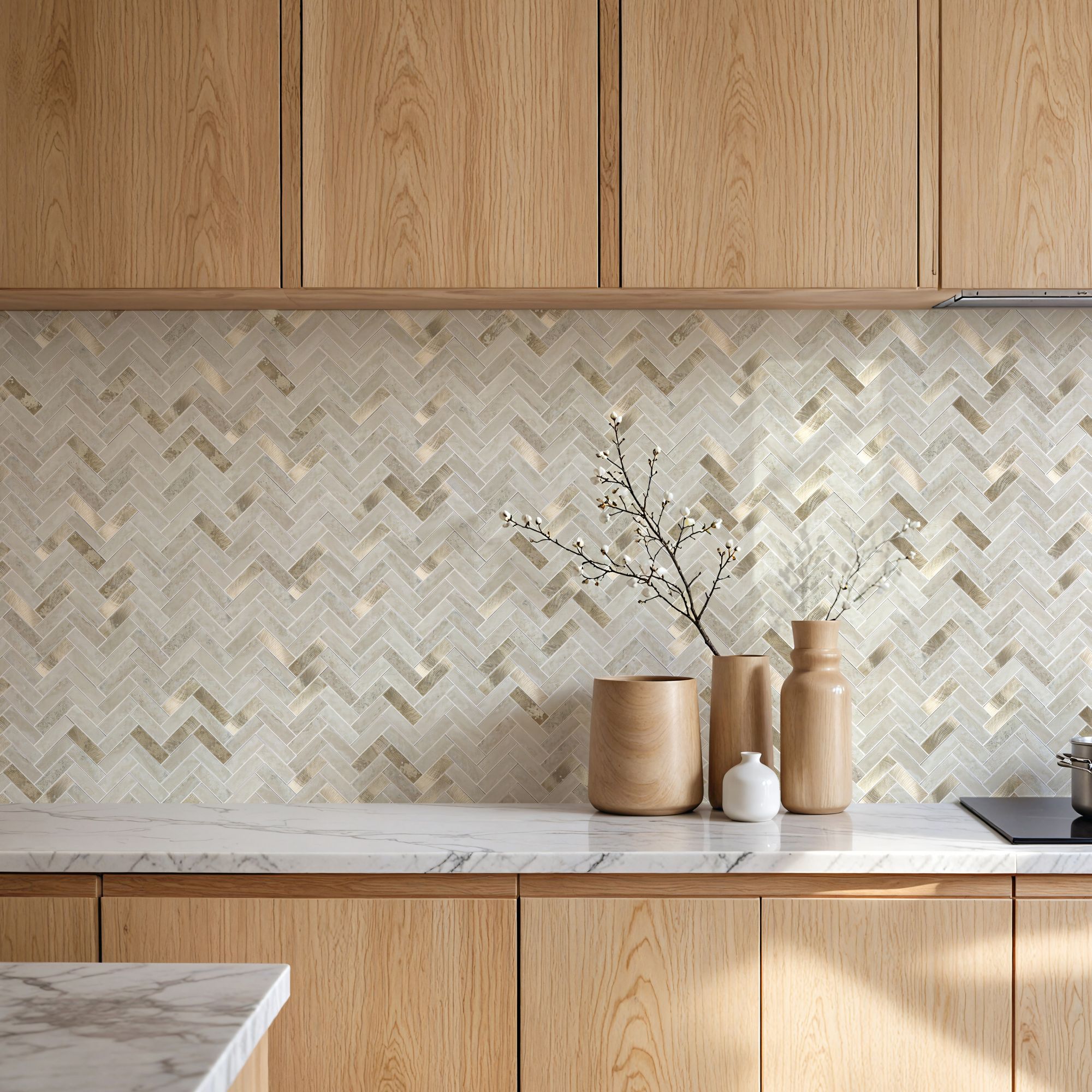Skarda Grey & Silver Matt Marble effect Chevron Aluminium & PVC Self ...